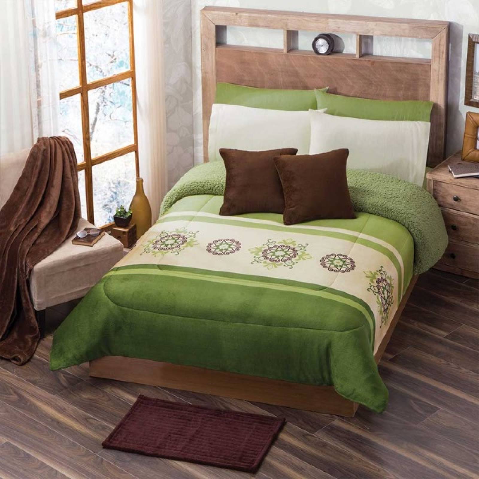 Cobertor Borrega Vermont King Size Poliester Verde Concord