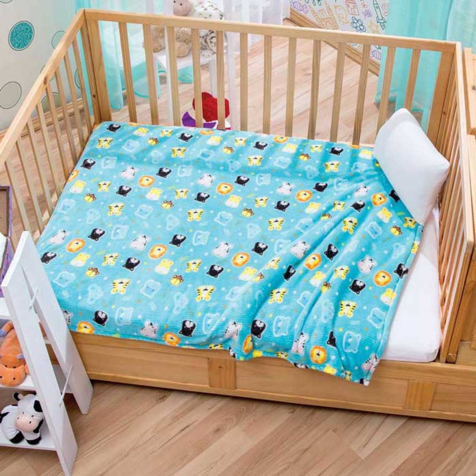 Cobertor Ligero Zoo Bebe Viaje Suave Poliester Azul Concord