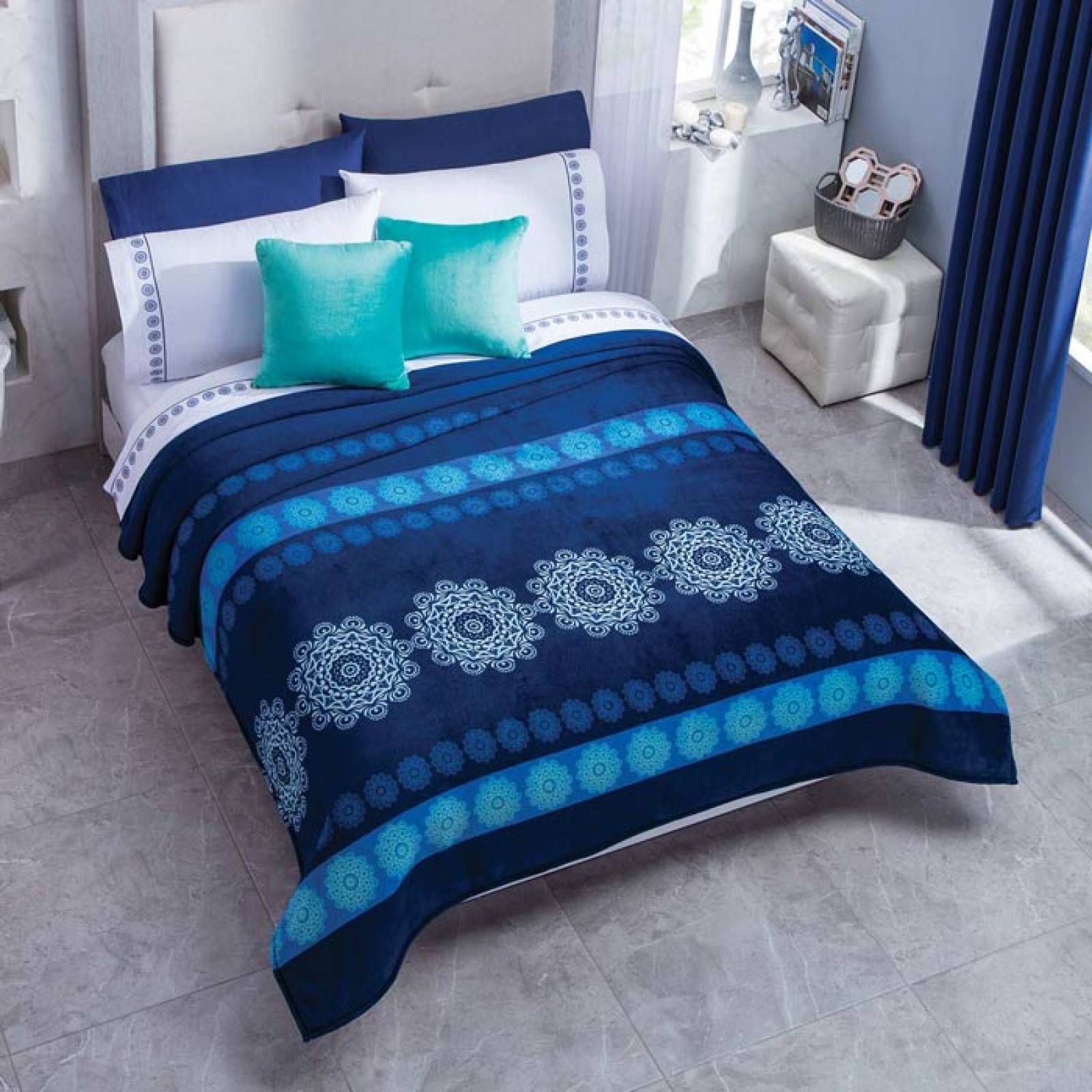 Cobertor Ultrasuave Cadiz King Size Poliester Azul Concord