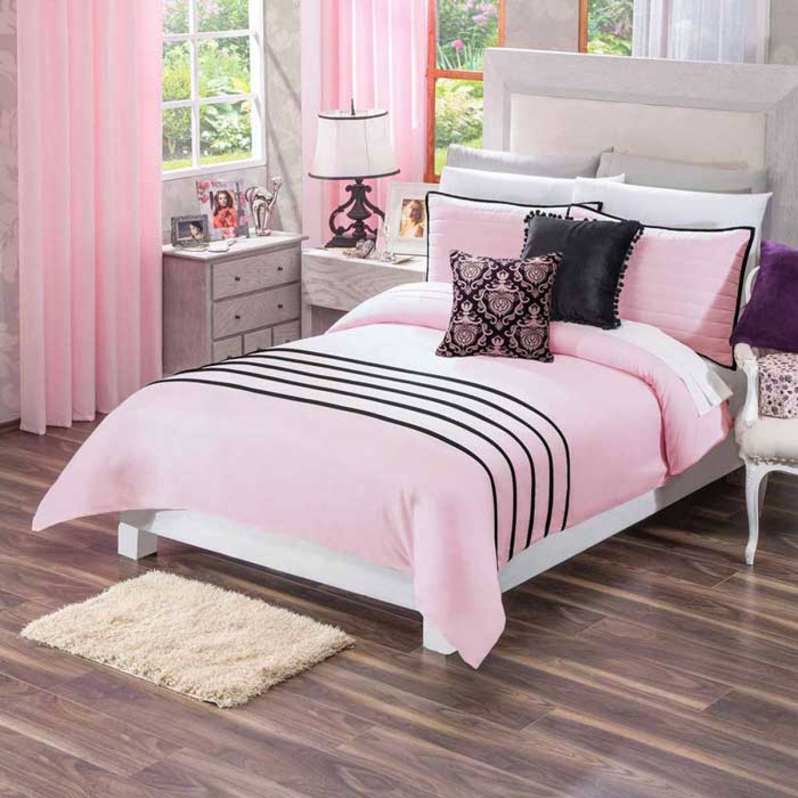 Edredon Sissi 2 Vistas Matrimonial Microfibra Rosa Concord
