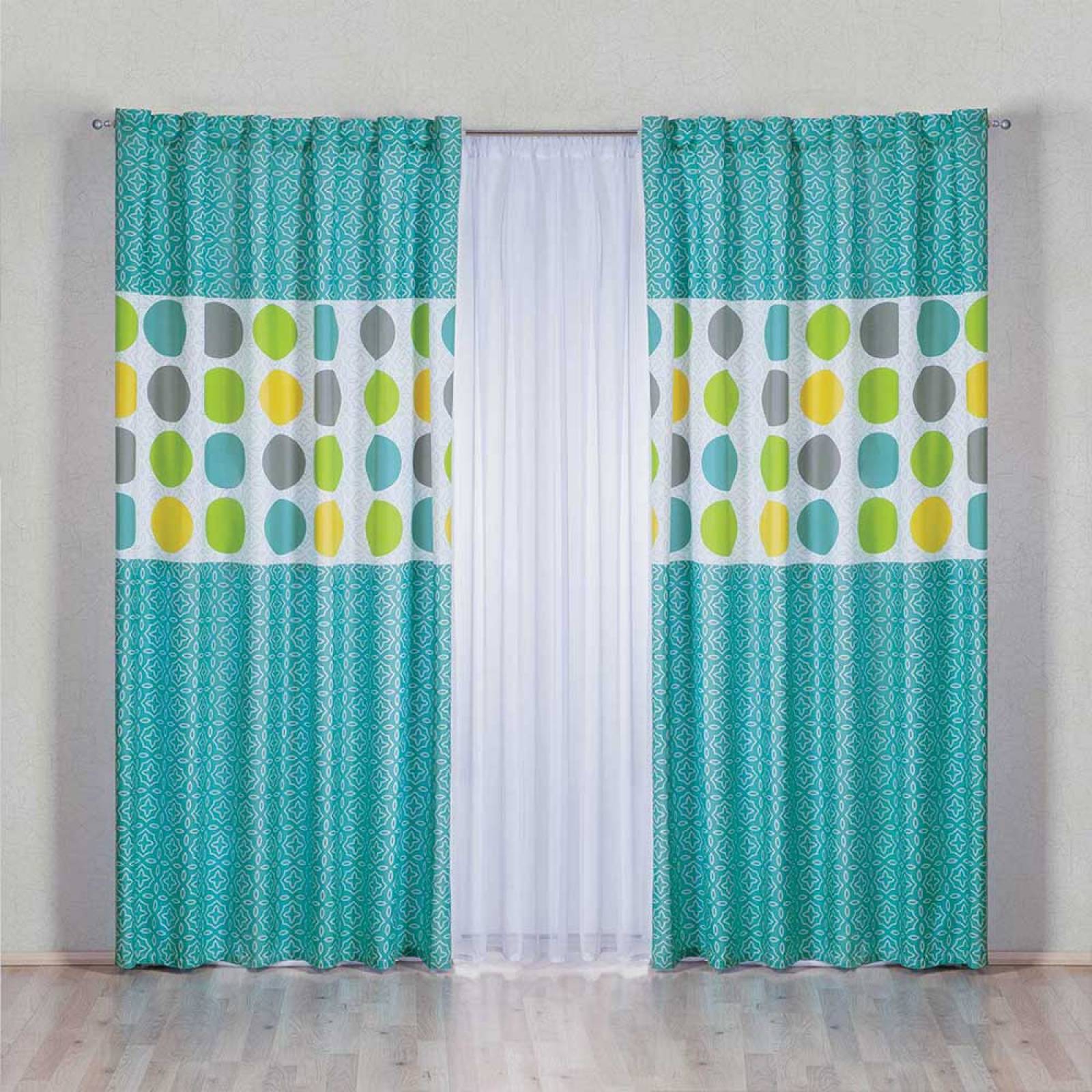 Cortina Decorativa Mabel Estandar Azul Turquesa Concord