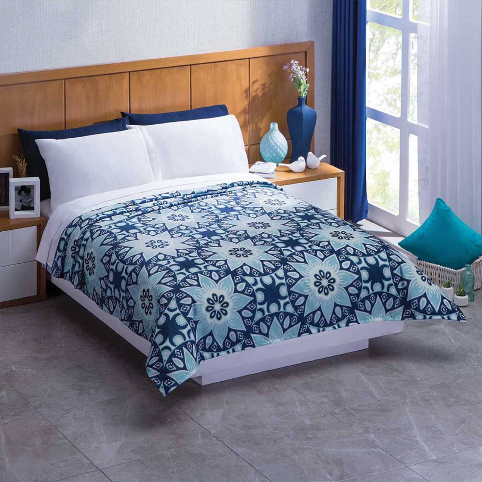 Cobertor Ultrasuave Dastan Cama Matrimonial Azul Concord