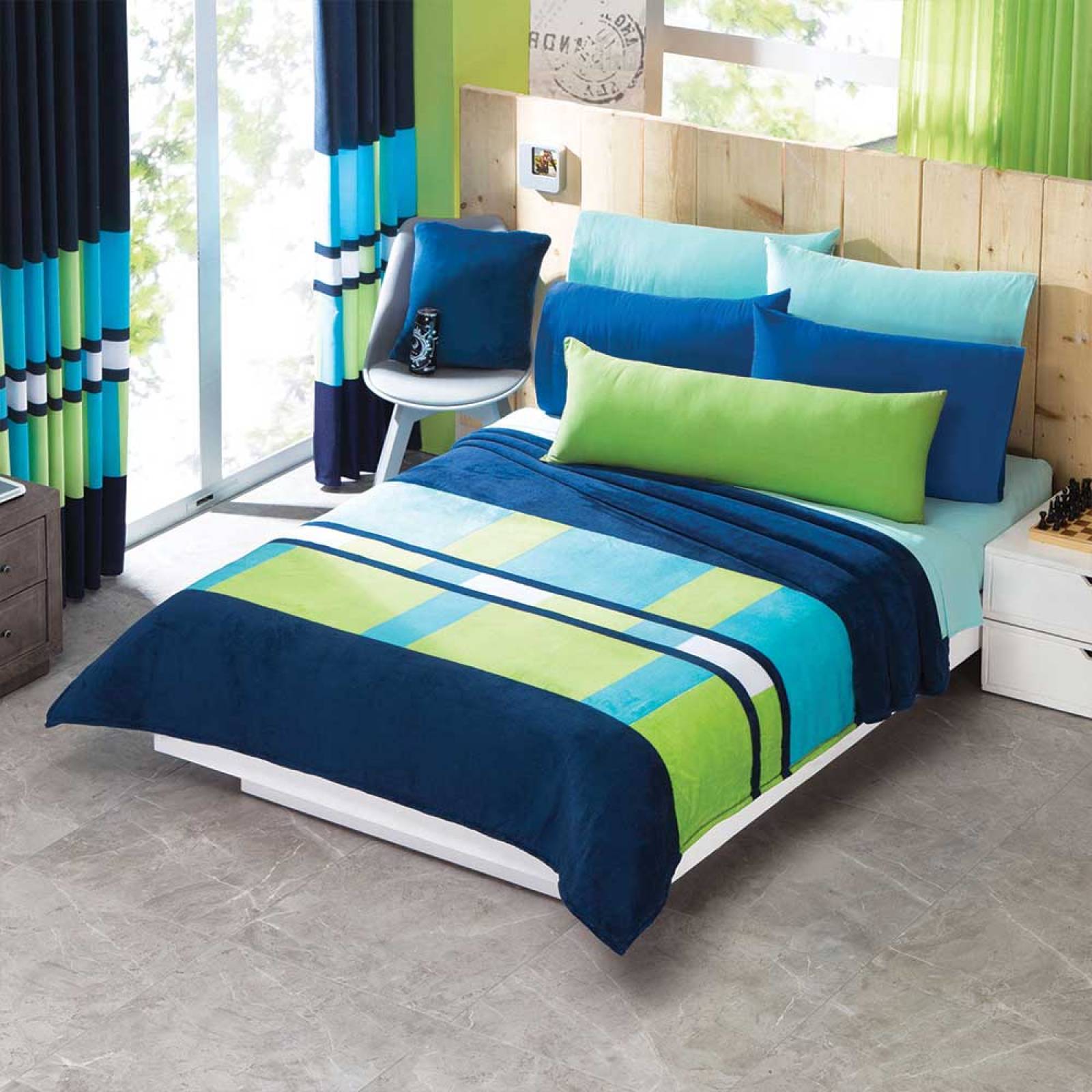 Cobertor Ultrasuave Malaga Cama Matrimonial Azul Concord