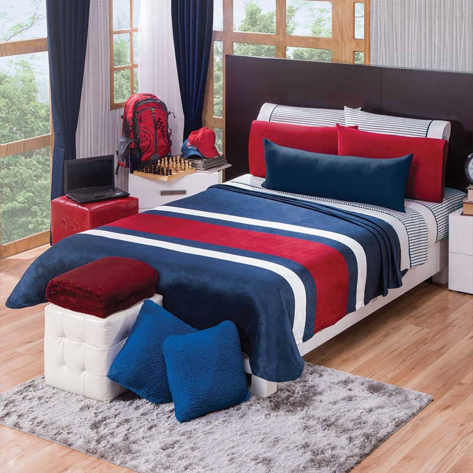 Cobertor Ultrasuave Tomy Matrimonial Poliester Azul Concord