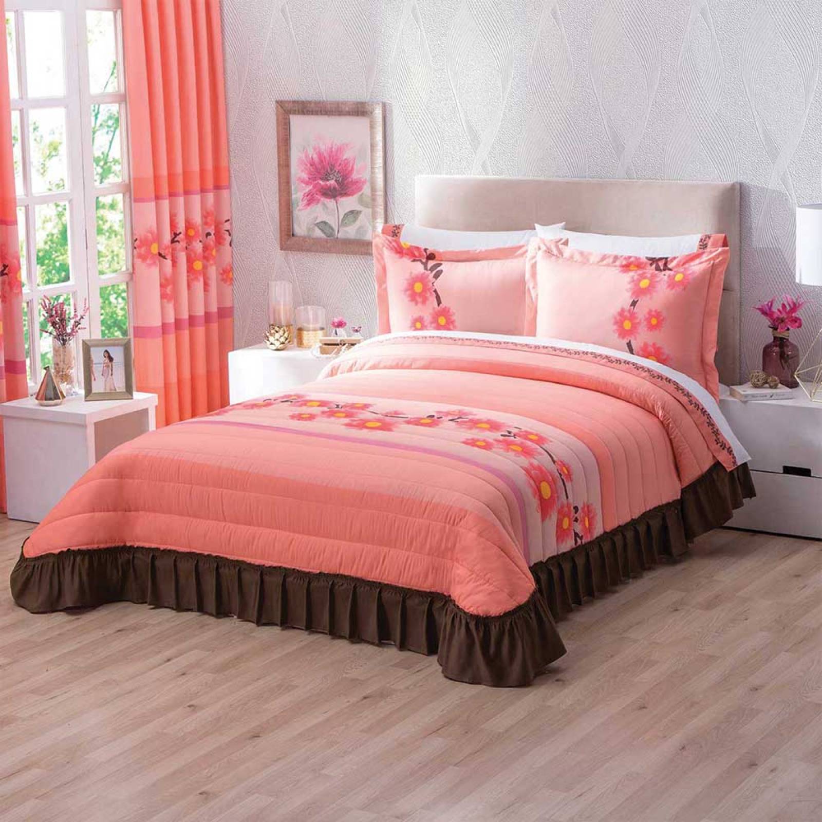 Colcha Funda Astrid Matrimonial Microfibra Coral Concord