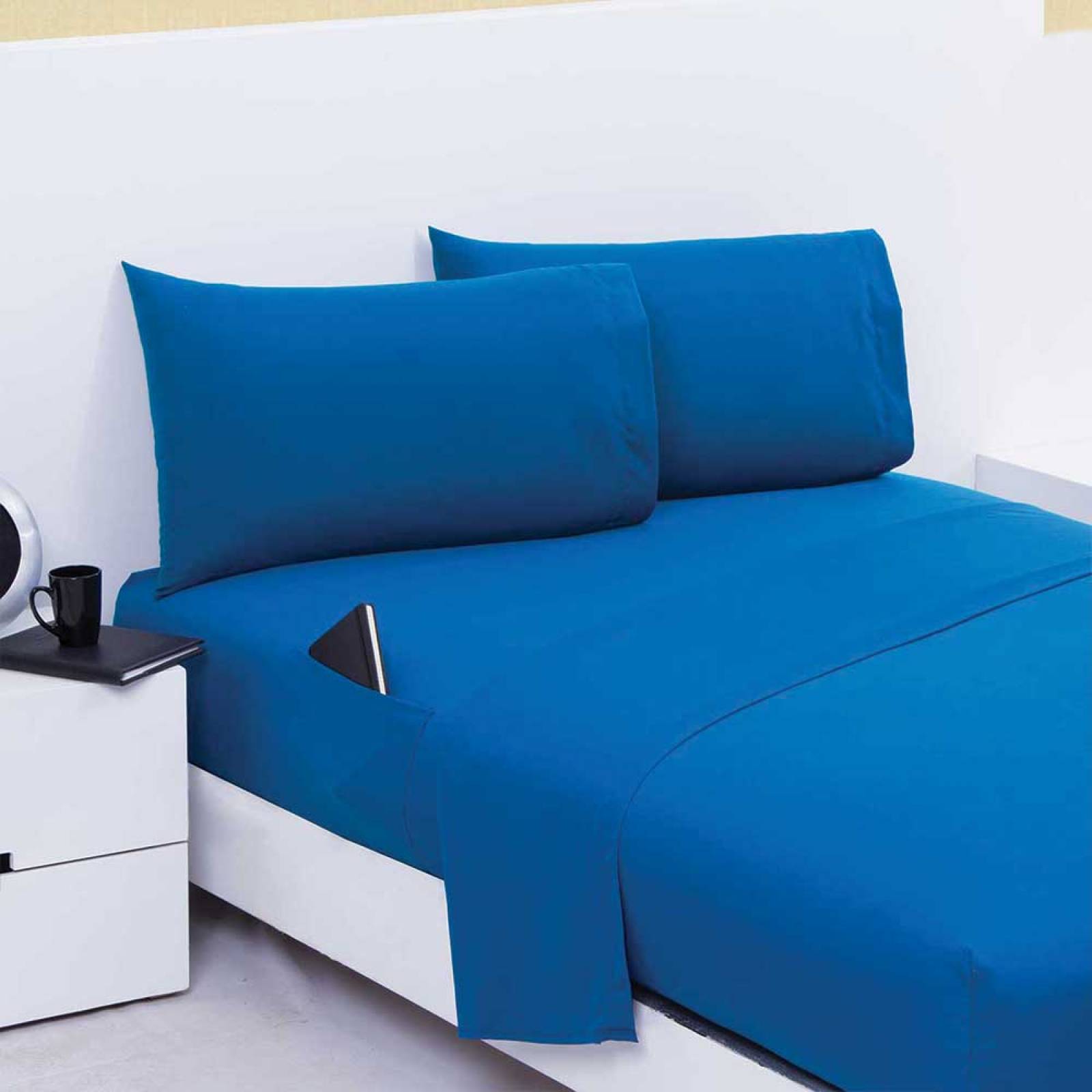 Juego Sabana Suavitec Matrimonial Microfibra Azul Concord