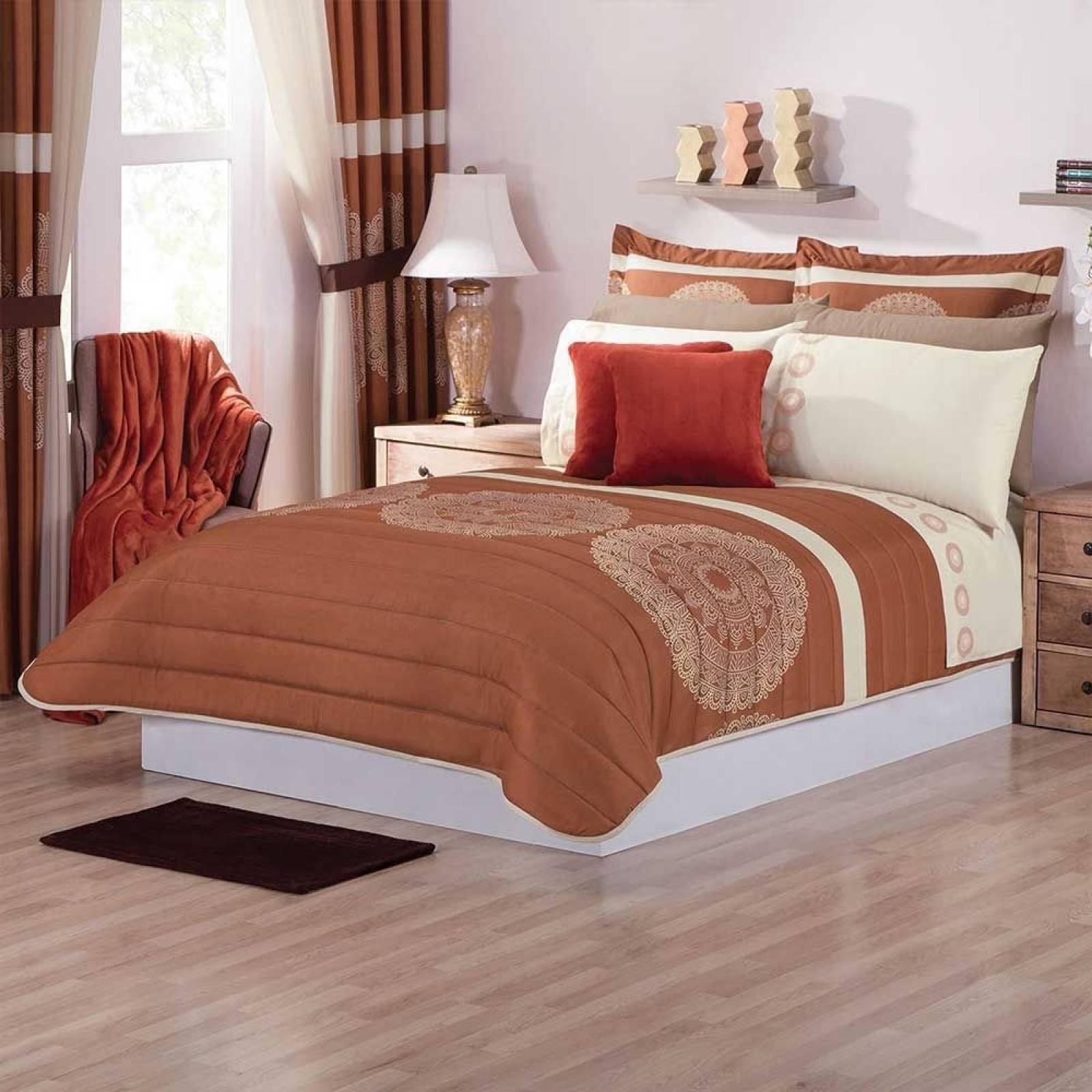 Edredón King Size Capitonado Microfibra Naranja Concord