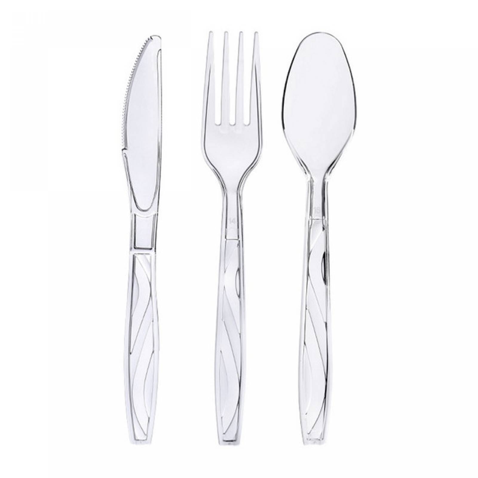 48 Cubiertos Plastico Cristal Cutlery desechable Chinet