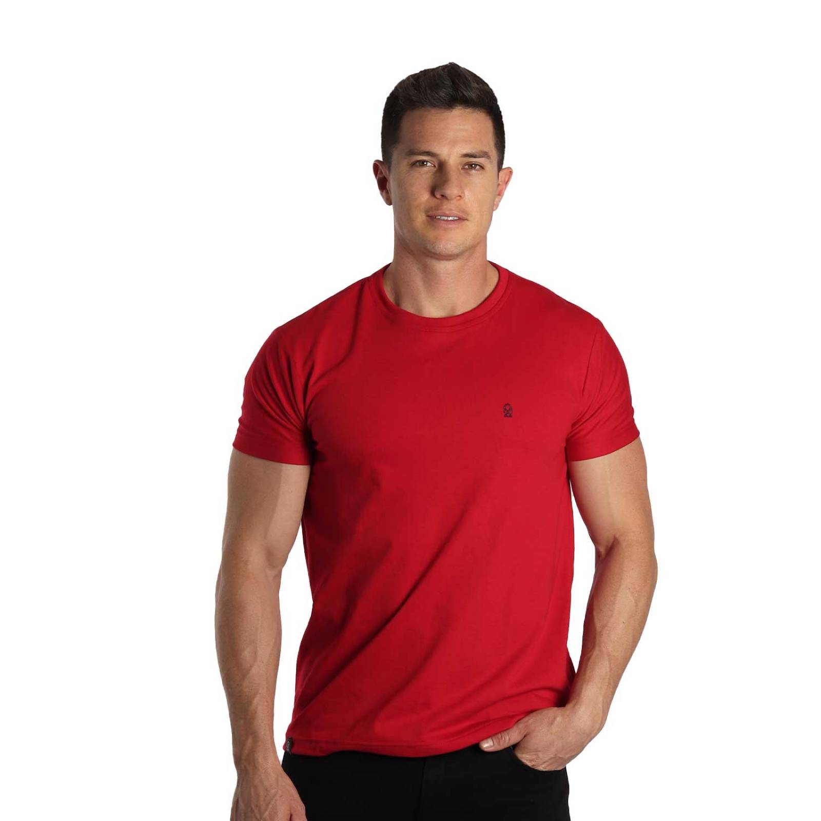 Playera Talla 2XL Roja Básica Comoda Corte Regular Caballero Muletta
