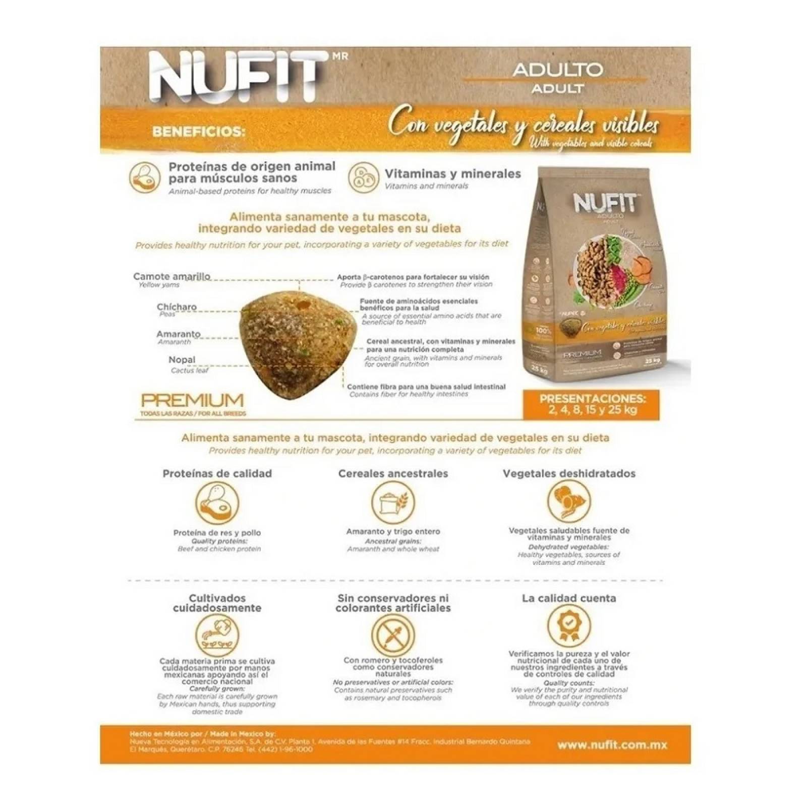 Alimento Croqueta Perro Adulto Premium 8kg Nufit By Nupec