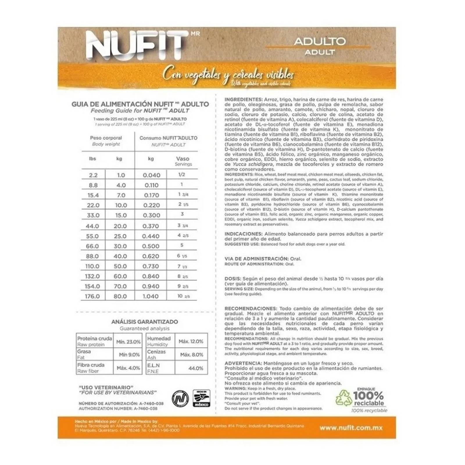 Alimento Croqueta Perro Adulto Premium 8kg Nufit By Nupec