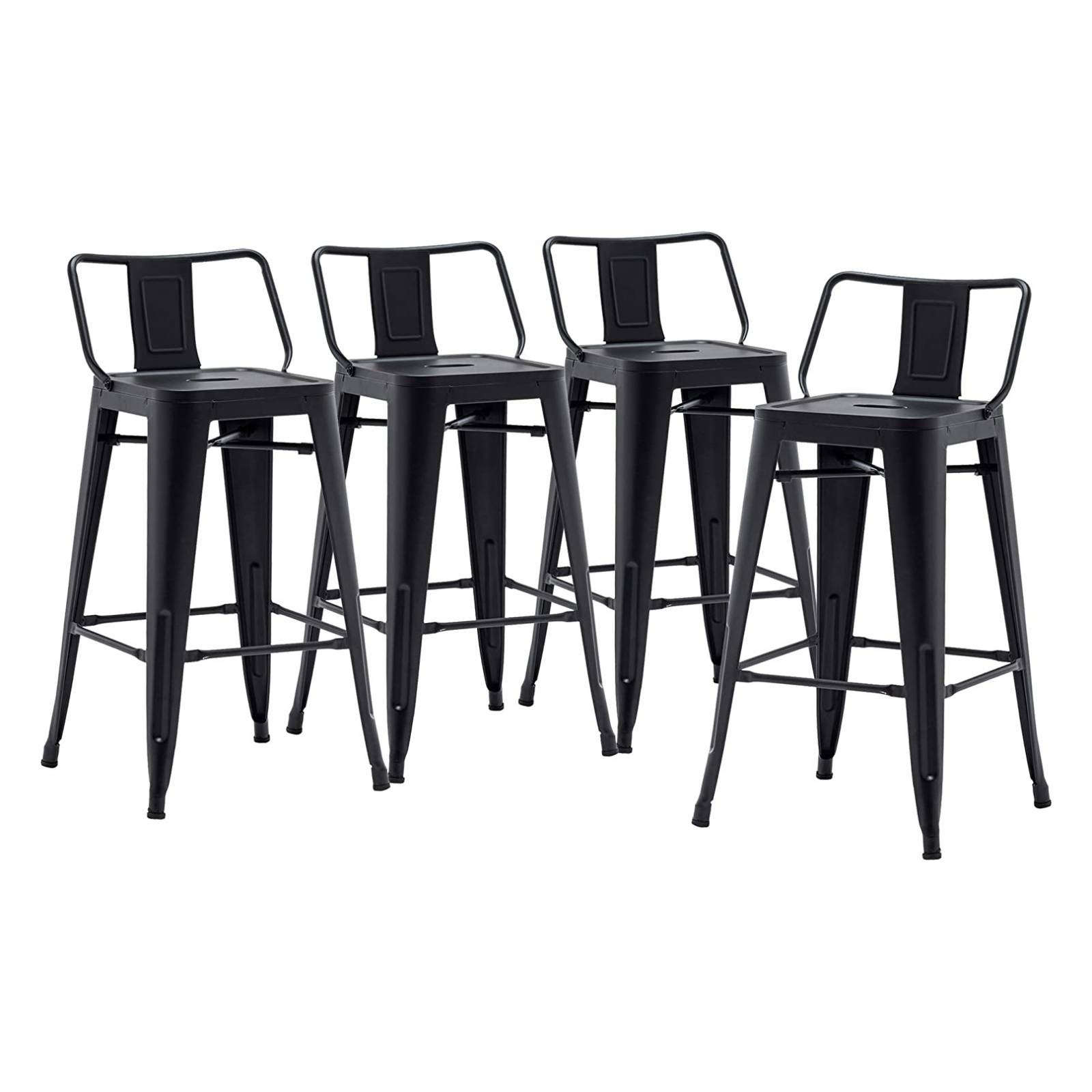 Set 4 Bancos Altos Tolix Acero Galvanizado Negro Stolmx