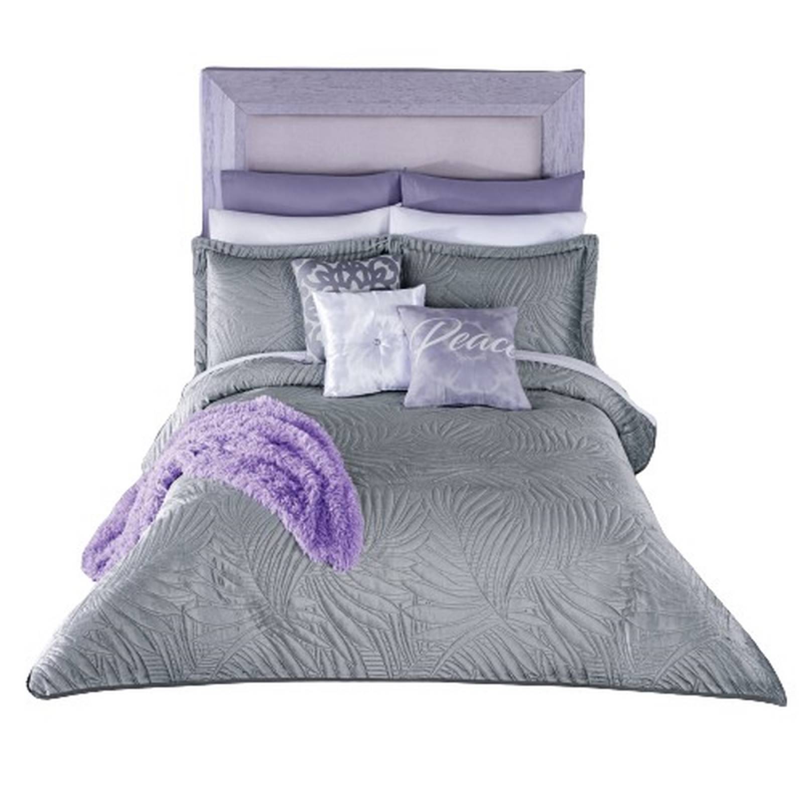 Edredón Neo Velvet Gris Matrimonial Fundas Colchas Concord