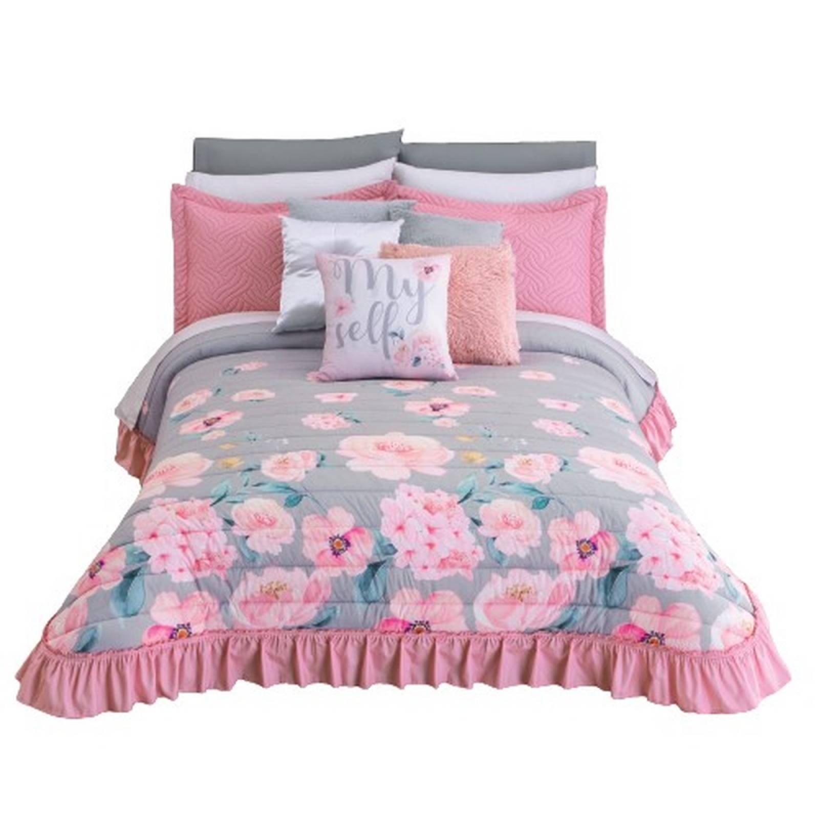 Colcha King Size Jully Rosa C/Cojín Colchas Concord