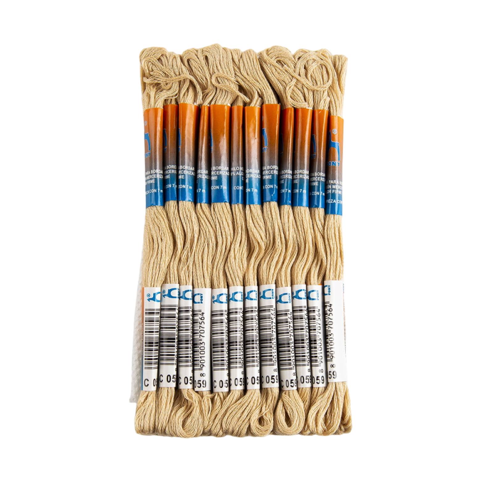 Hilo Beige Bordar Vela Algodón Mercerizado 25 Madejas 7m Pony