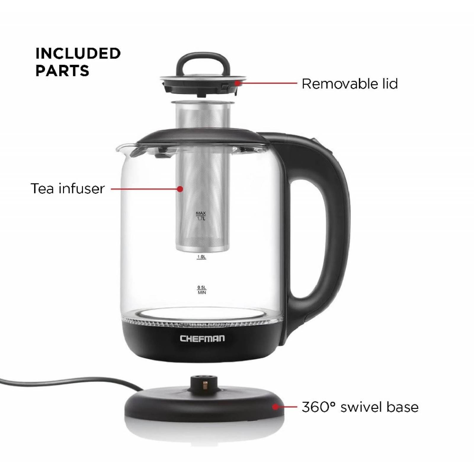 Hervidor Electrico D/ Cristal RJ11-17-GM-TI CHEFMAN.