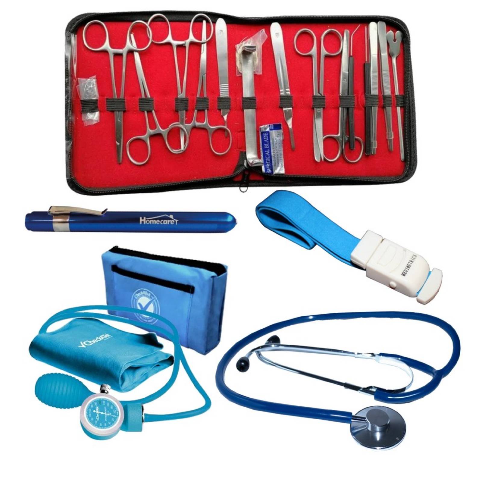 Kit Equipo Estudiante Medicina Enfermería Accesorios Azul