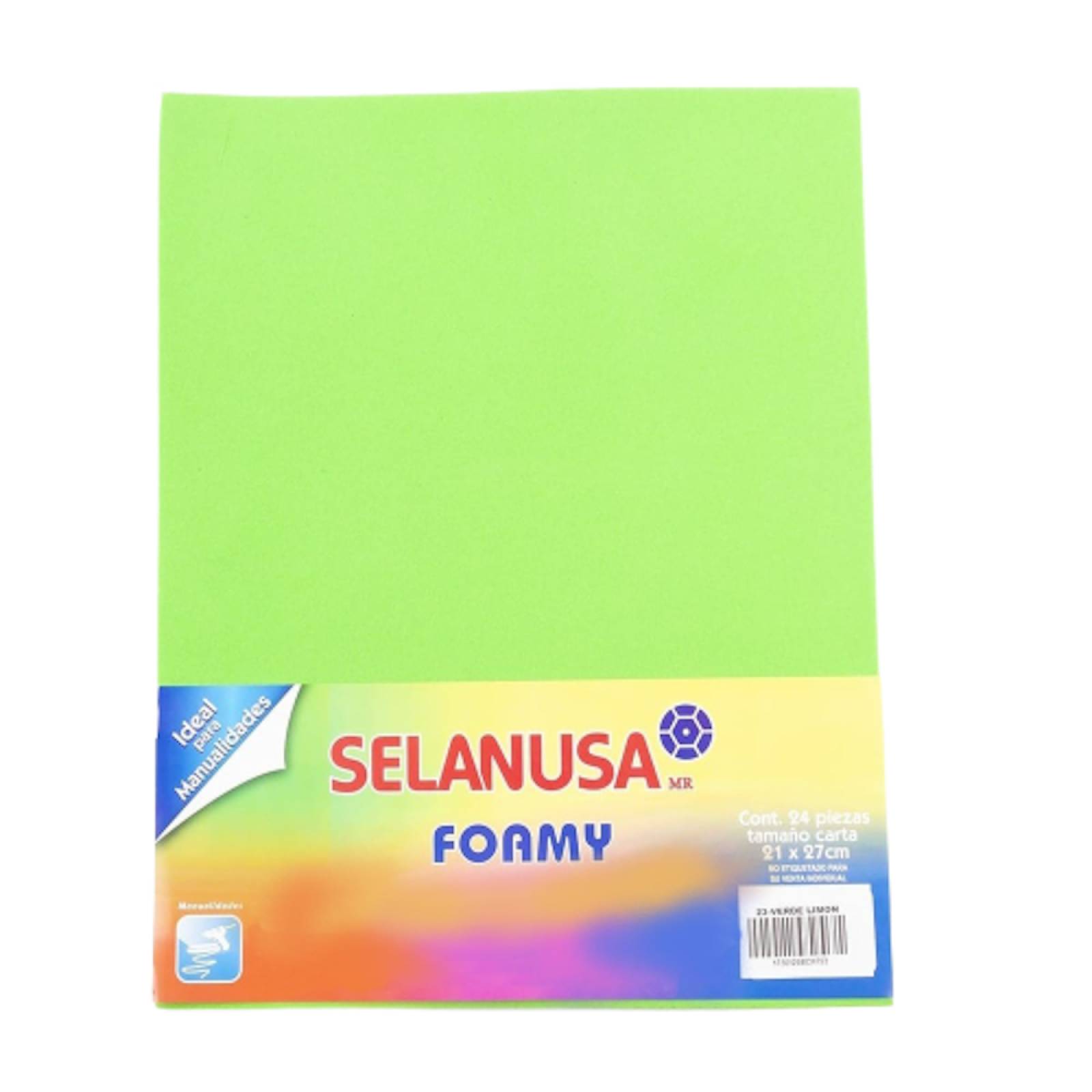 Foamy Tamaño Carta Liso 24 Pzas Verde Limón Selanusa