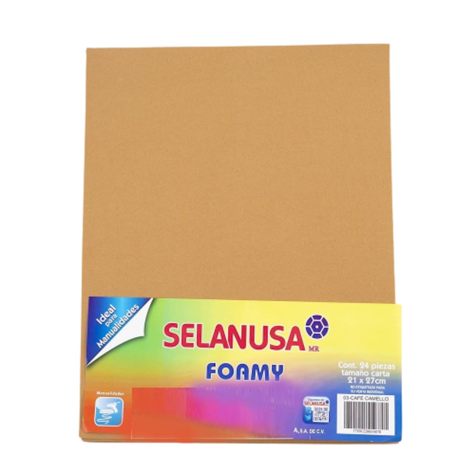 Foamy Tamaño Carta Liso 24 Pzas Café Camello Selanusa