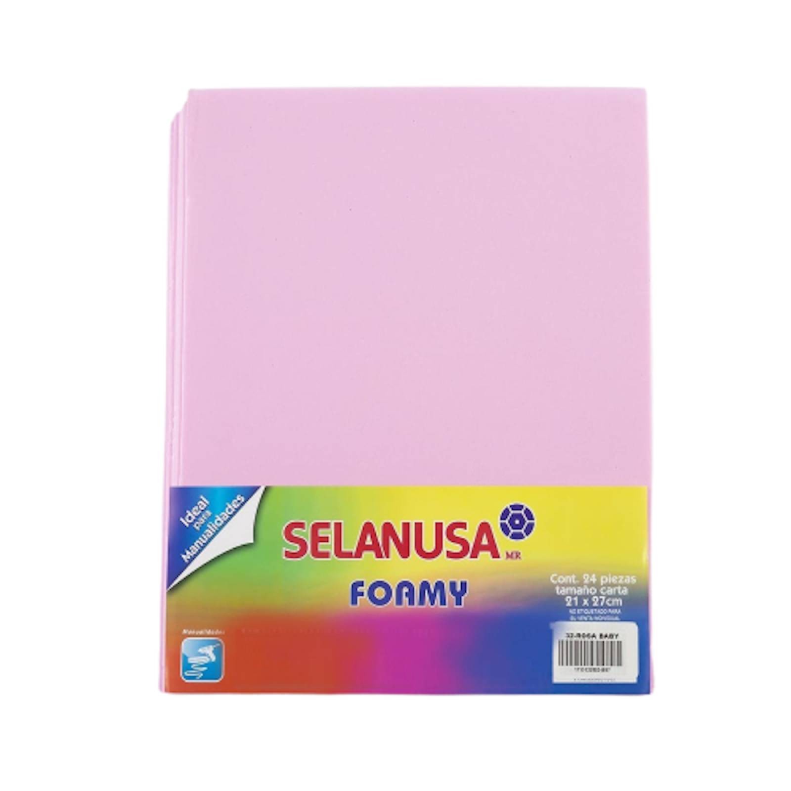 Foamy Tamaño Carta Liso 24 Pzas Rosa Pastel Selanusa