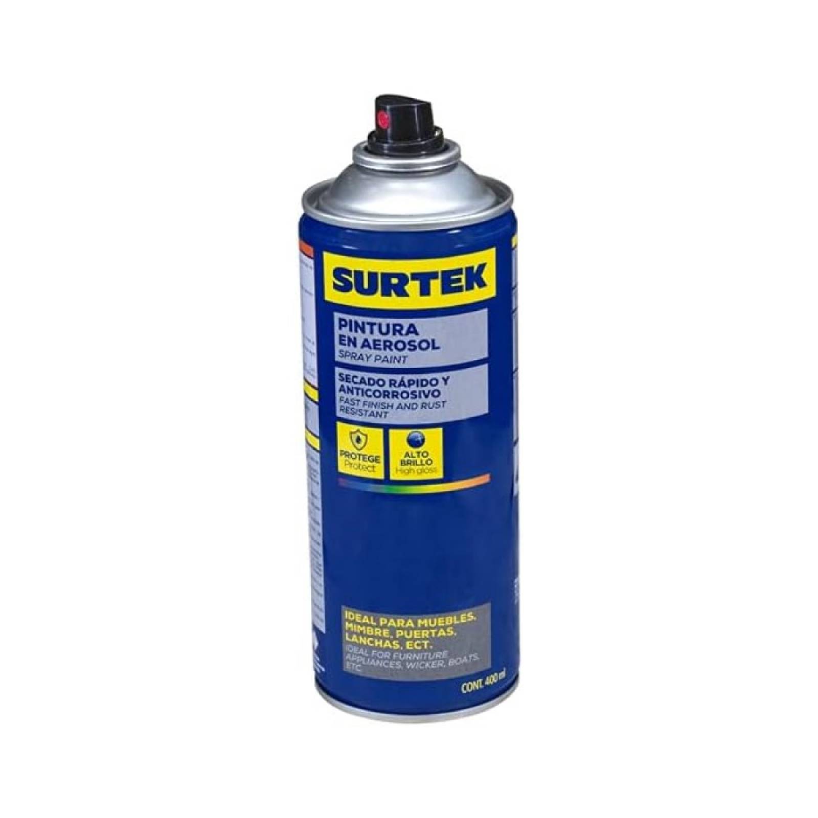 Pintura Aerosol 400Ml Color Negro Brillante Surtek
