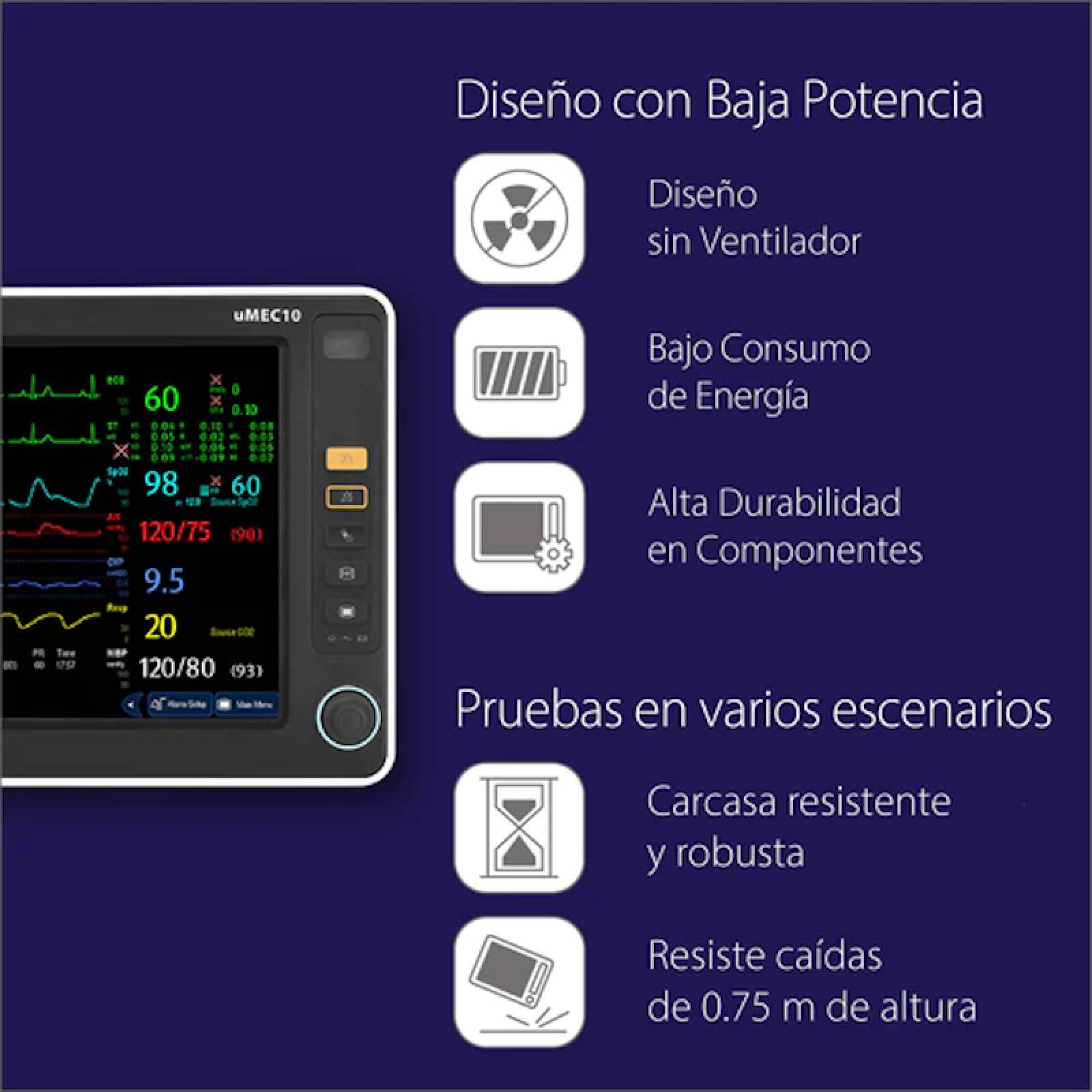 Monitor UMEC10 10pulg Multiparámetro Uso Veterinario Mindray
