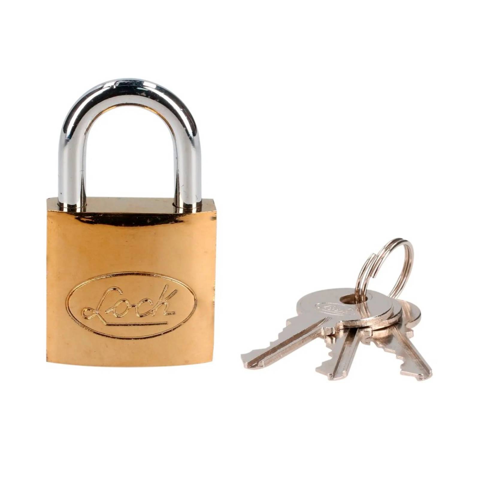 Candado Acero Gancho Corto 32mm Acabado Latonado Lock