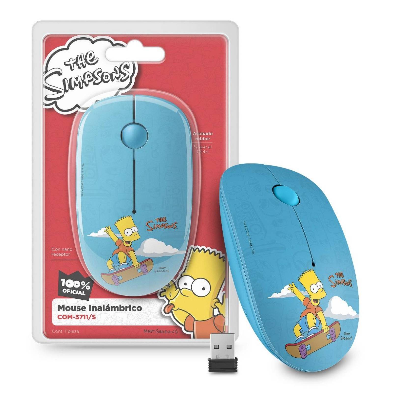 Mouse inalámbrico 1600 DPI The Simpsons-BartSkate