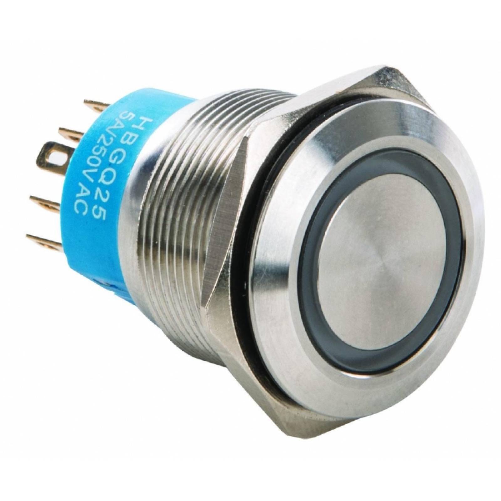 Switch de push con botón redondo metálico e iluminación, normalmente ...