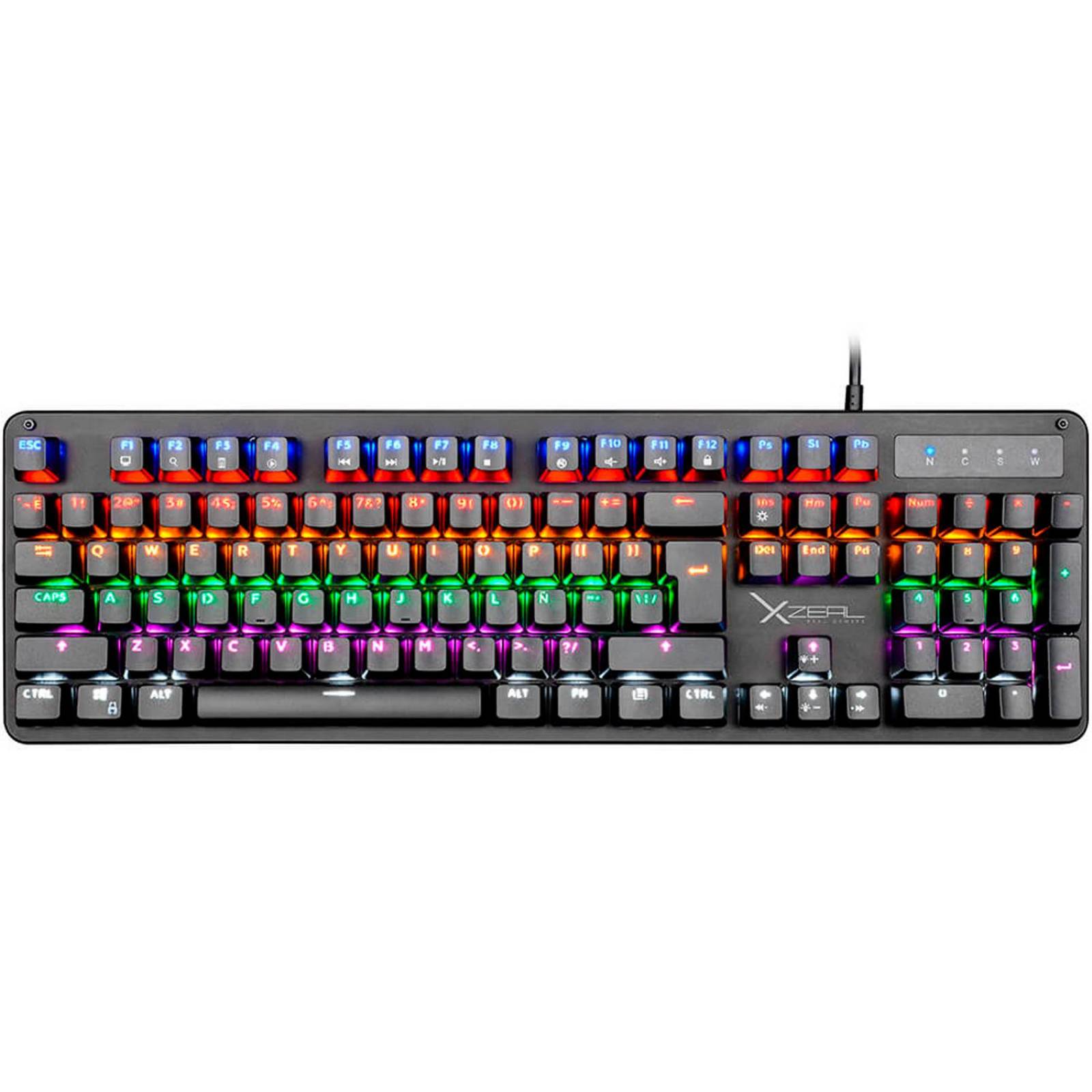 Teclado Gamer XZEAL XZ1025 Switch Cherry Azul RGB USB Negro XZKX025B