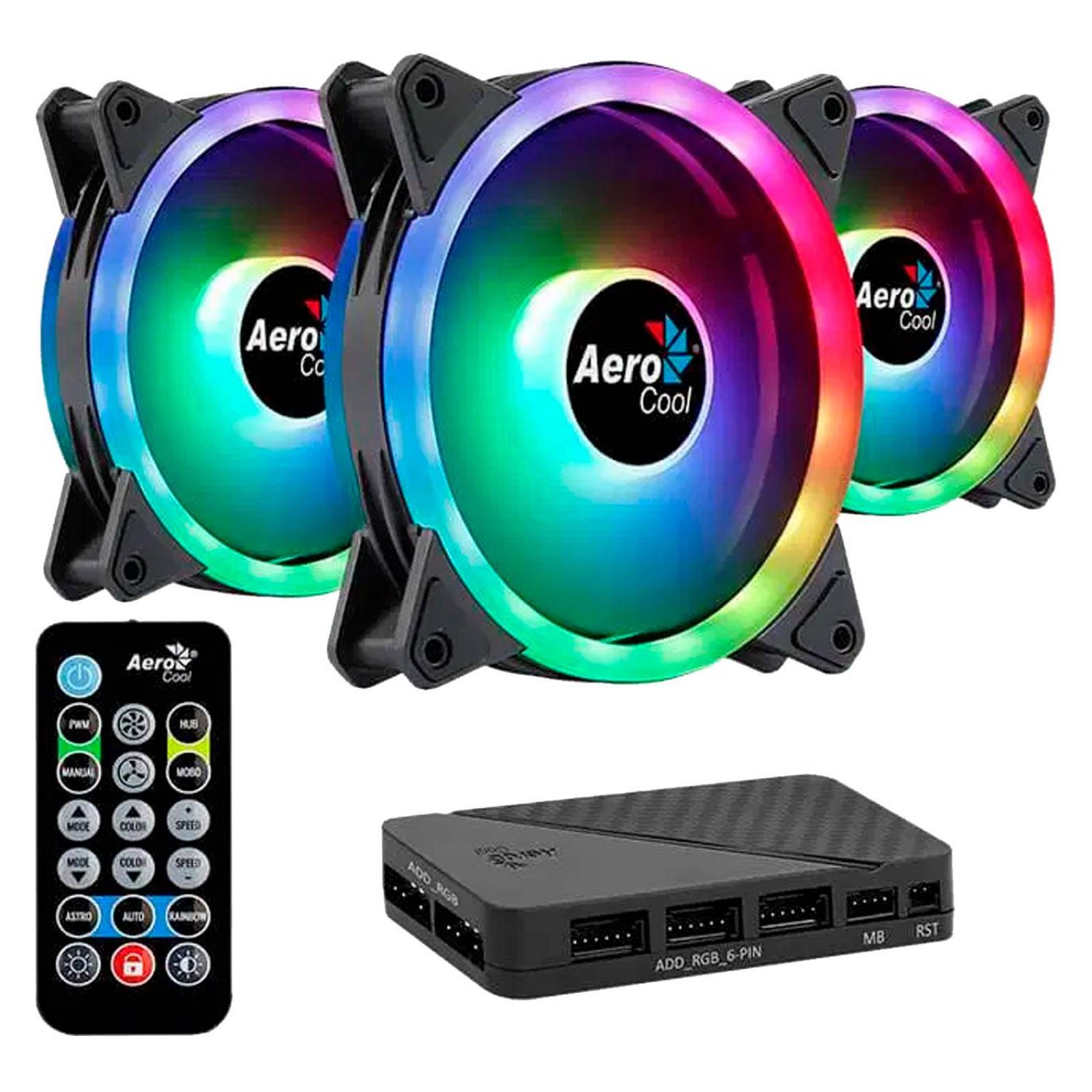 Kit 3 Ventiladores AEROCOOL DUO 12 PRO RGB 120mm + Control