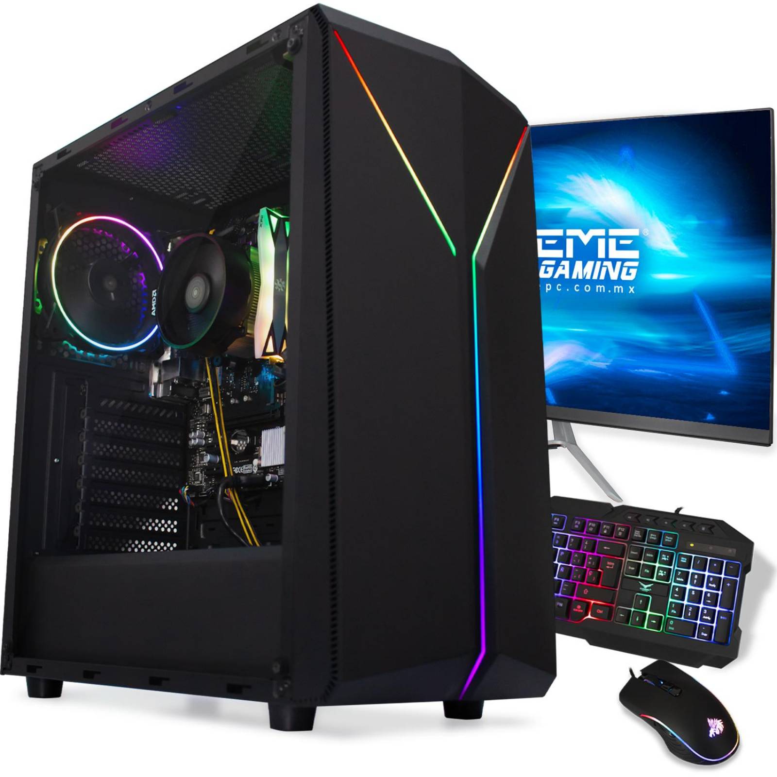 Xtreme PC Gamer AMD Radeon Vega 11 Ryzen 5 8GB SSD Monitor 24 WIFI RGB