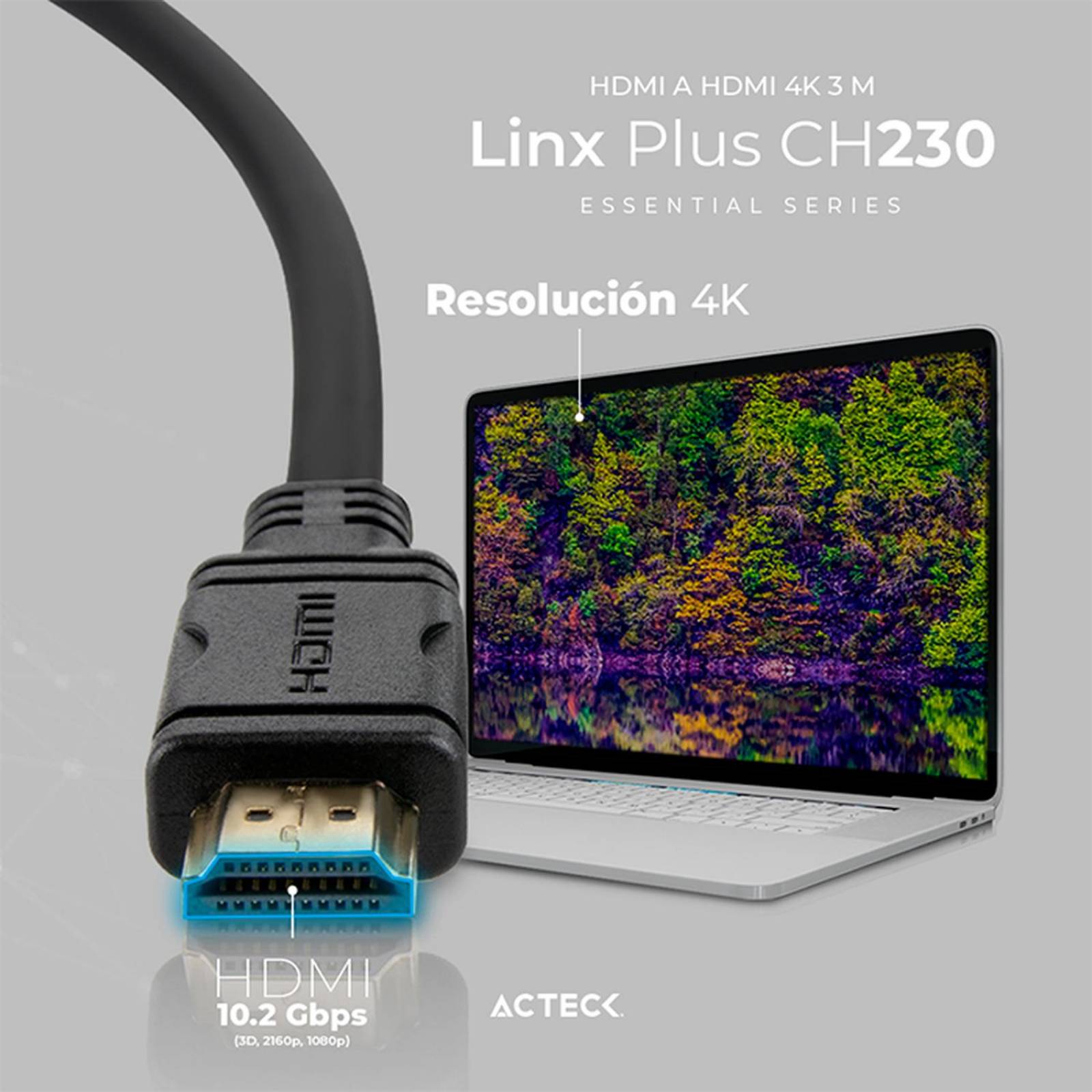 Cable ACTECK LINX PLUS CH230 HDMI a HDMI 4K 3m Negro AC-934794
