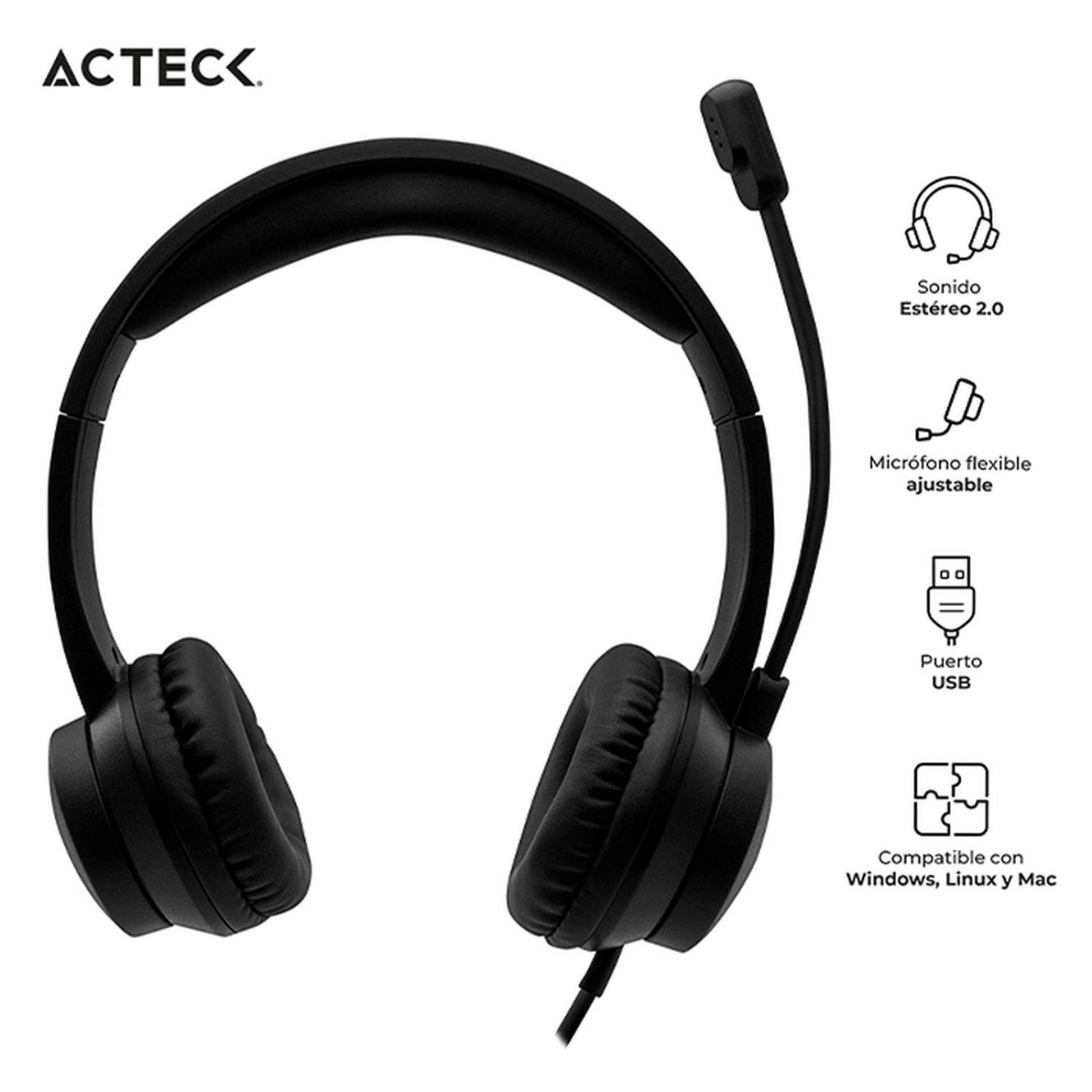Audifono Diadema para Call Center ACTECK DISCOVER HU430 Alambrico ...
