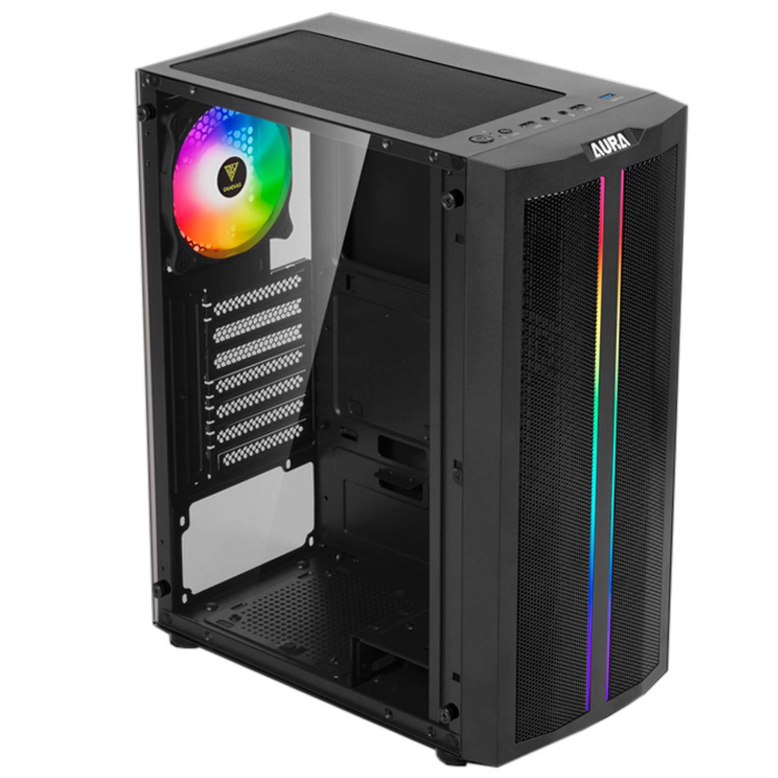 Gabinete Gamer GAMDIAS AURA GC3 ATX 1 Fan Cristal templado RGB