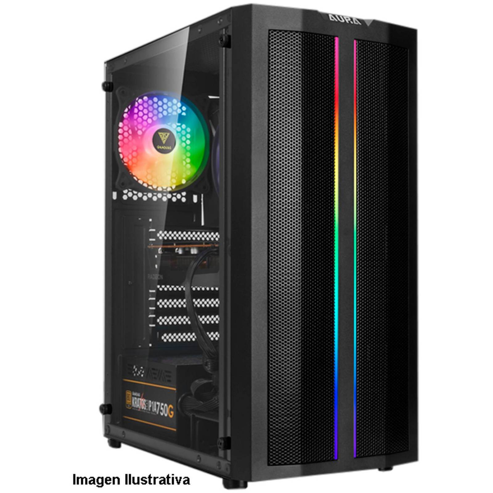 Gabinete Gamer GAMDIAS AURA GC3 ATX 1 Fan Cristal templado RGB