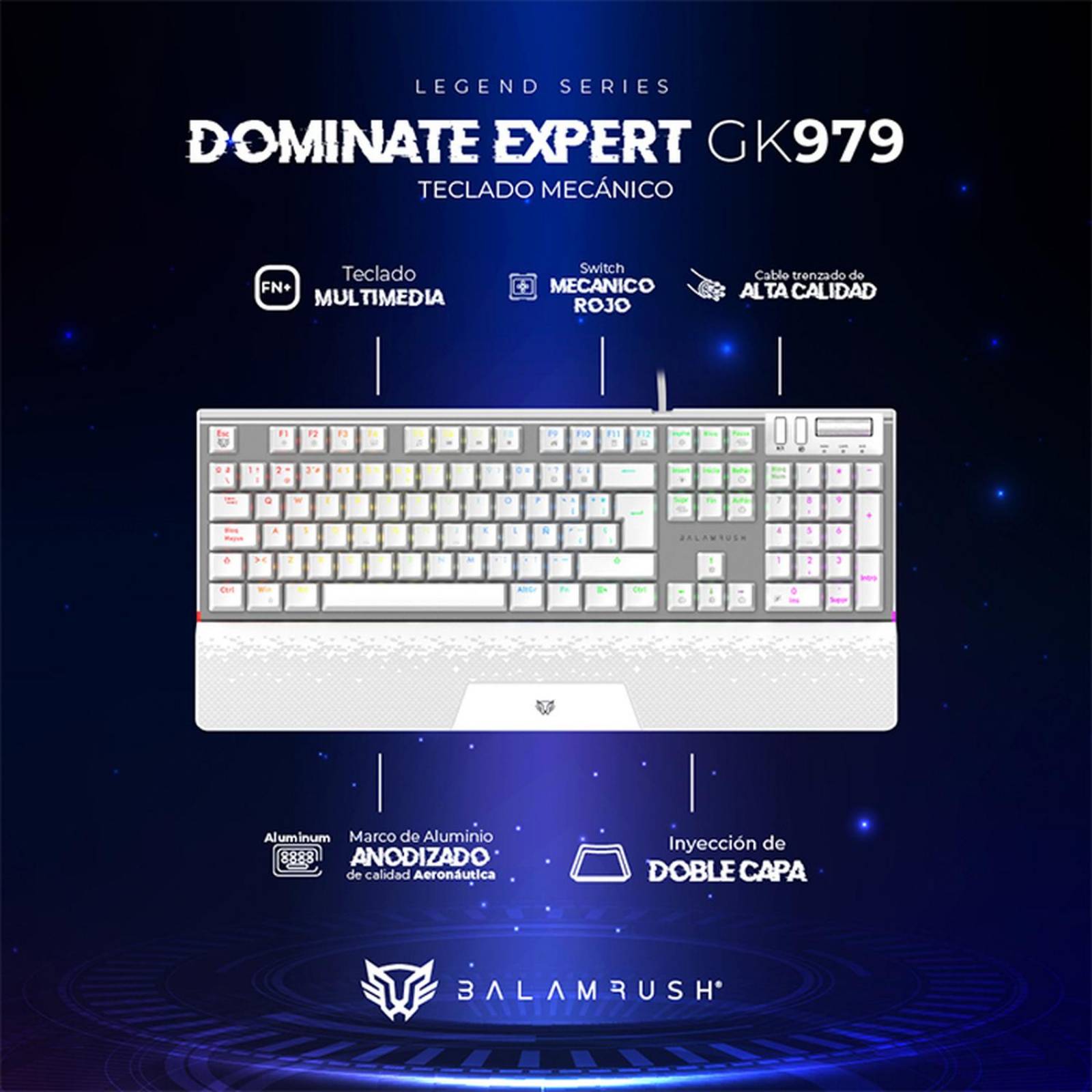 Teclado Gamer Mecanico BALAM RUSH DOMINATE EXPERT GK979 Swtch Rojo RGB ...