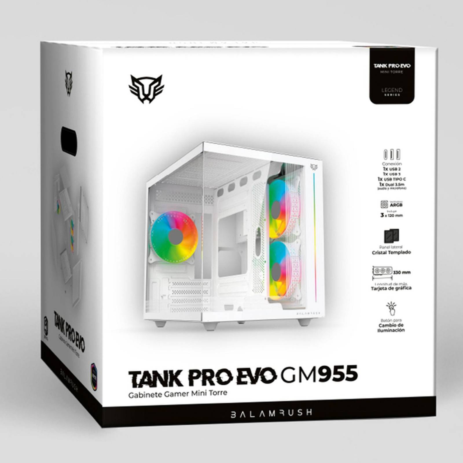 Gabinete Gamer BALAM RUSH TANK PRO EVO GM955 M-ATX Mini Torre 3 Fan RGB ...