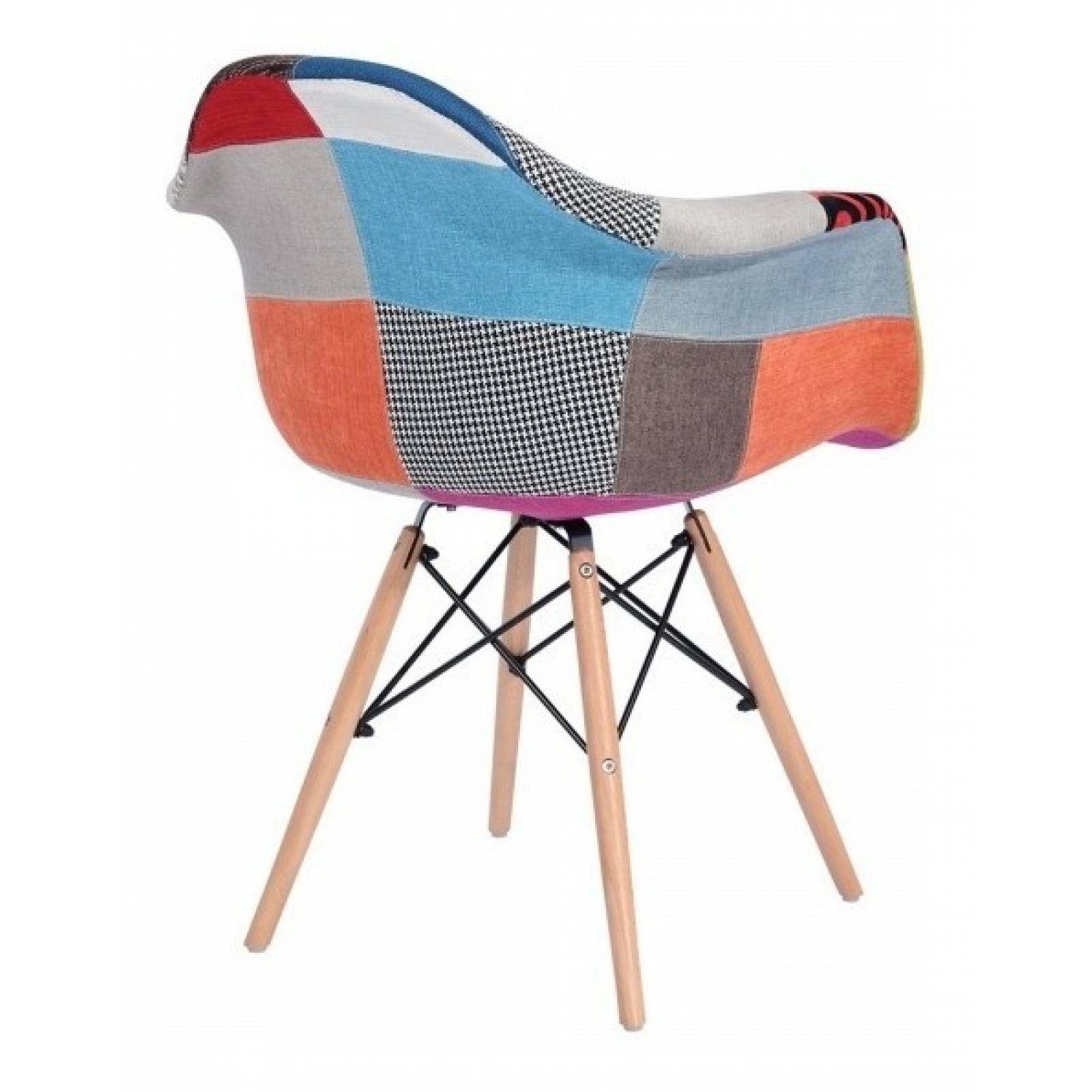 Silla Eames Tapizado Patchwork Con Posabrazo