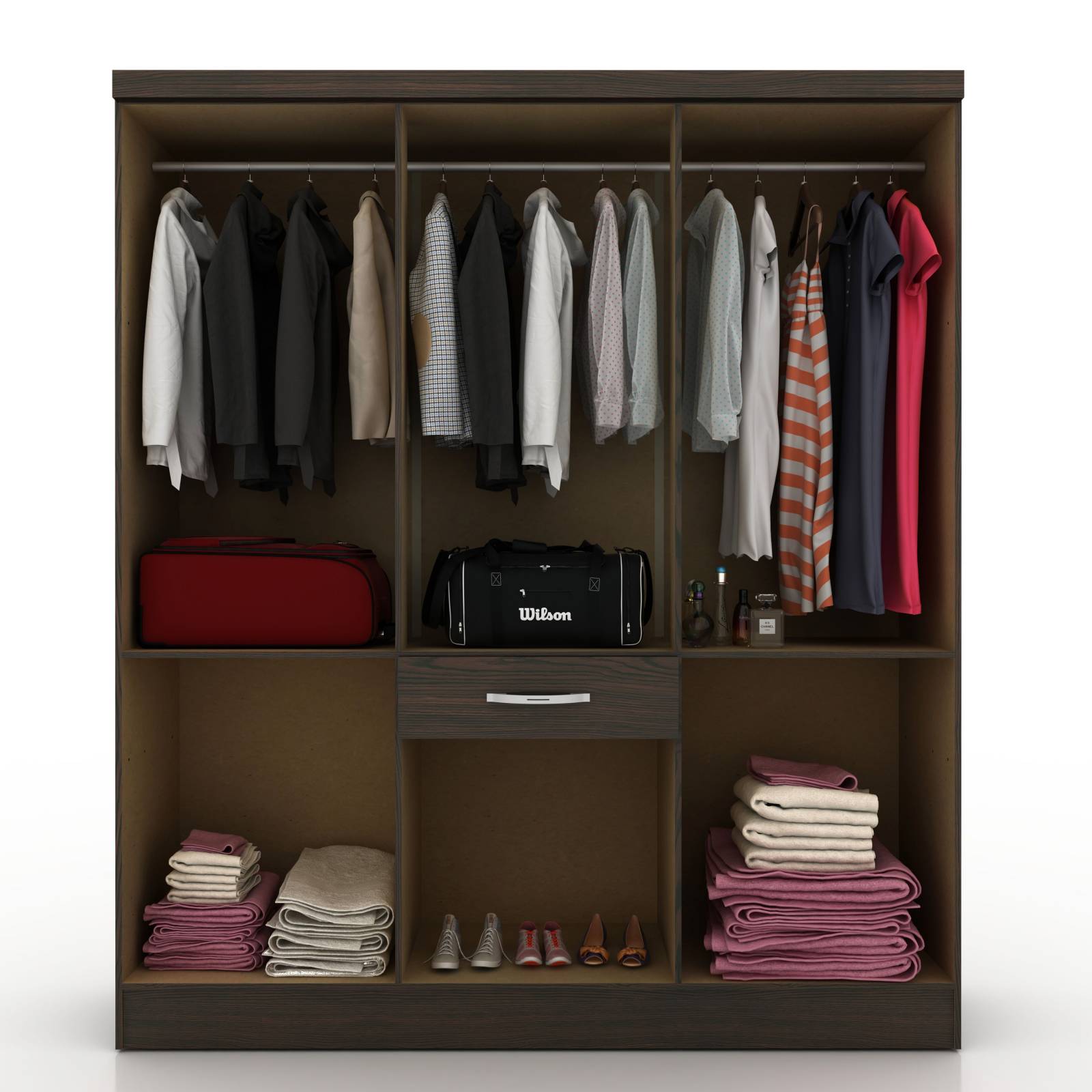 Ropero Moderno Con 6 Puertas Mdp Color Tabaco