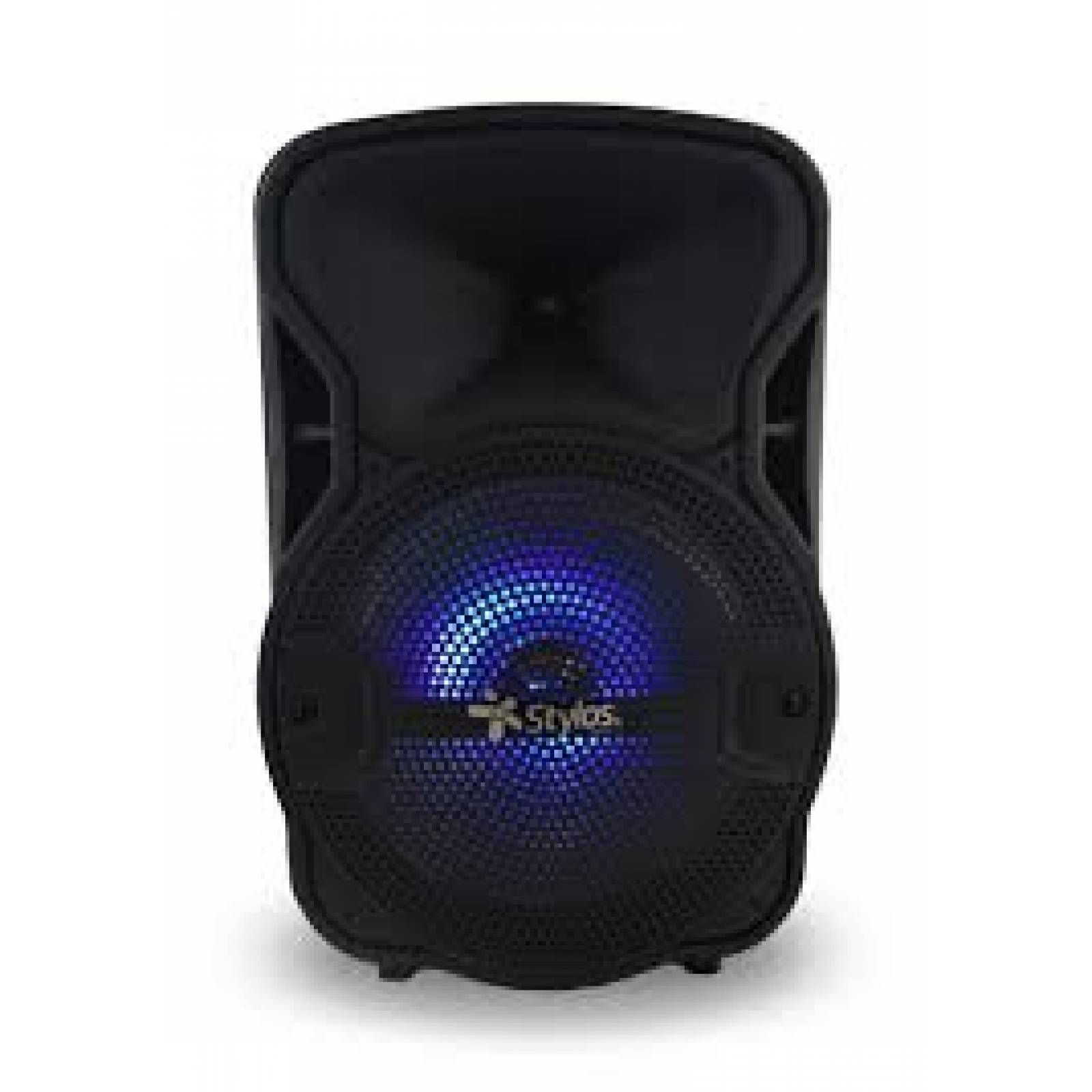 BOCINA BAFLE CON MICROFONO STYLOS 8 NEGRA,BLUETOOTH, USB, RADIO FM