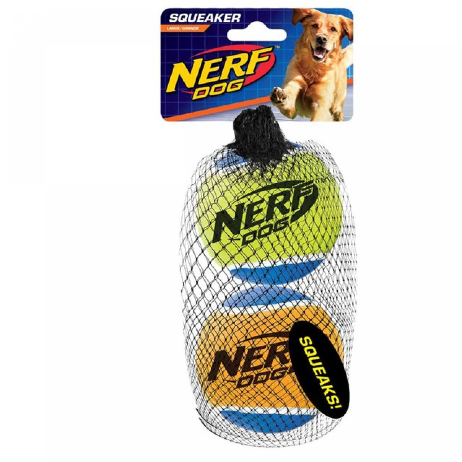 Nerf Pet Juguete para Perro Pelotas de Tenis Squeaker 3" Gde 2 pzas