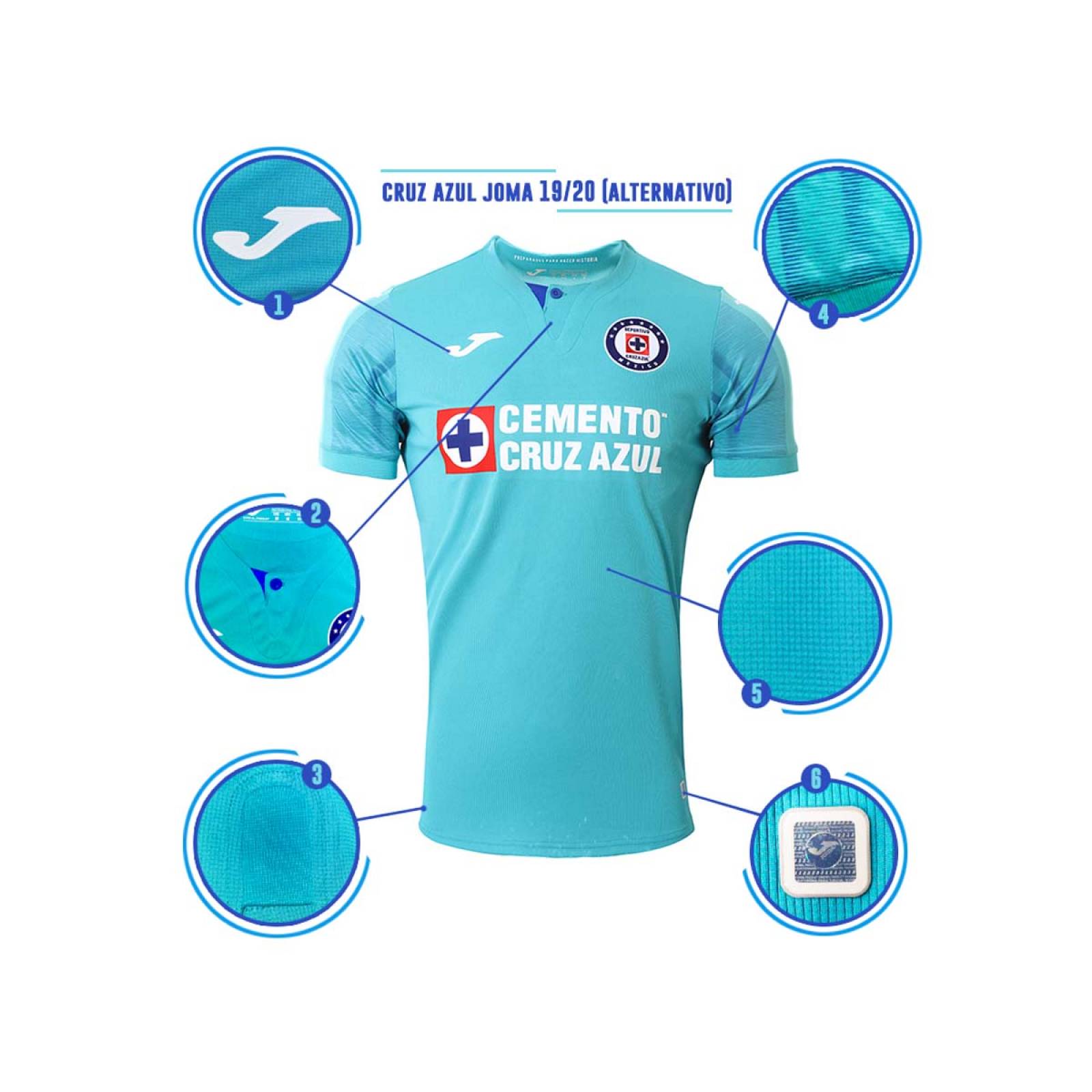 Jersey Cruz Azul Joma Turquesa Original Talla L