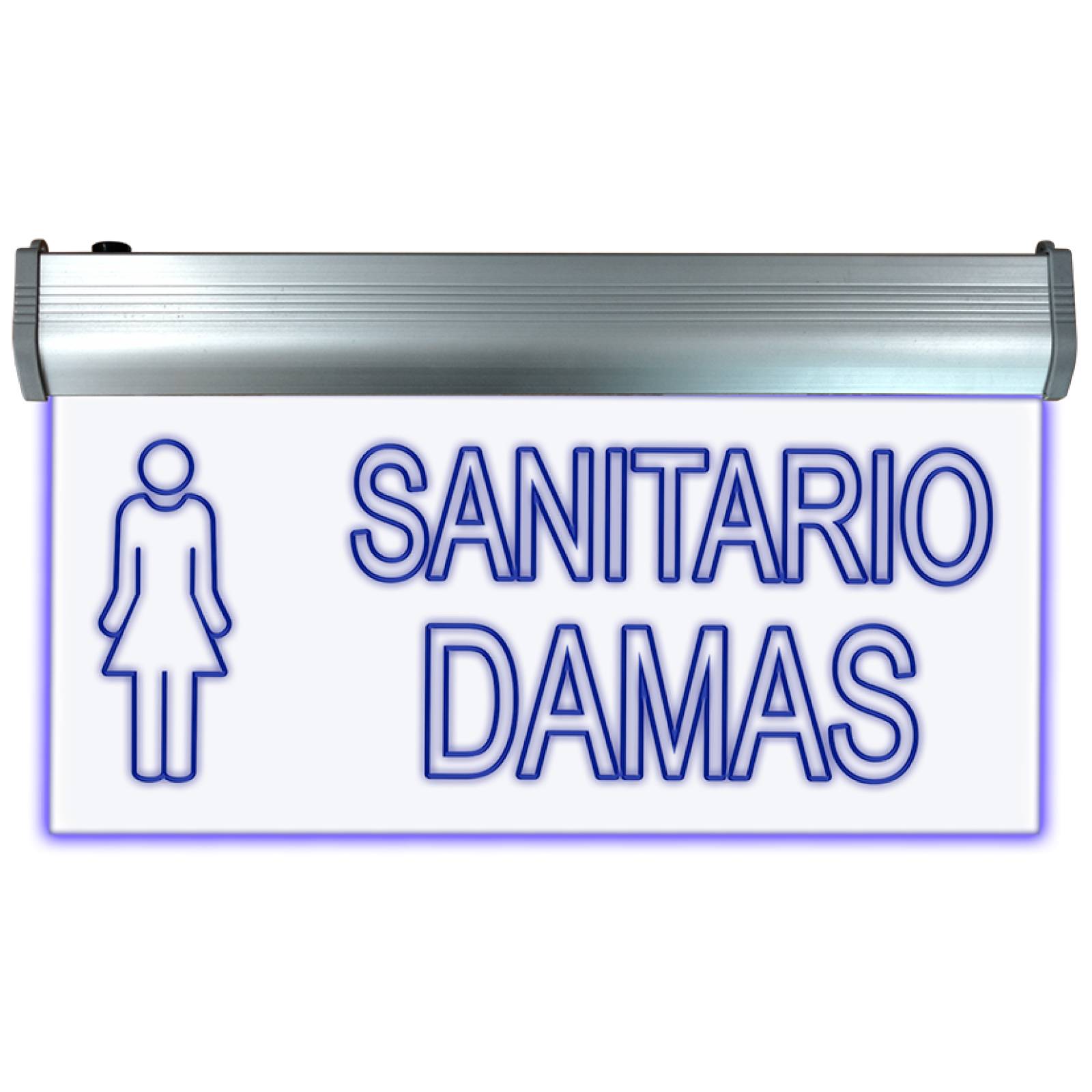 Letrero Señalamiento SANITARIO DAMAS Azul Techno Shine