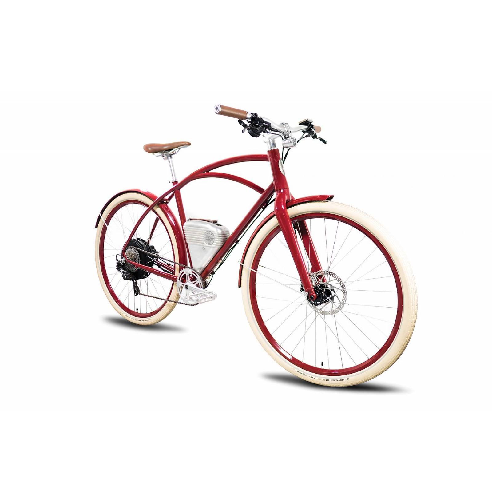 Bicicleta Electrica Recargable Cafe R-29 Roja Vintage Electric Bikes