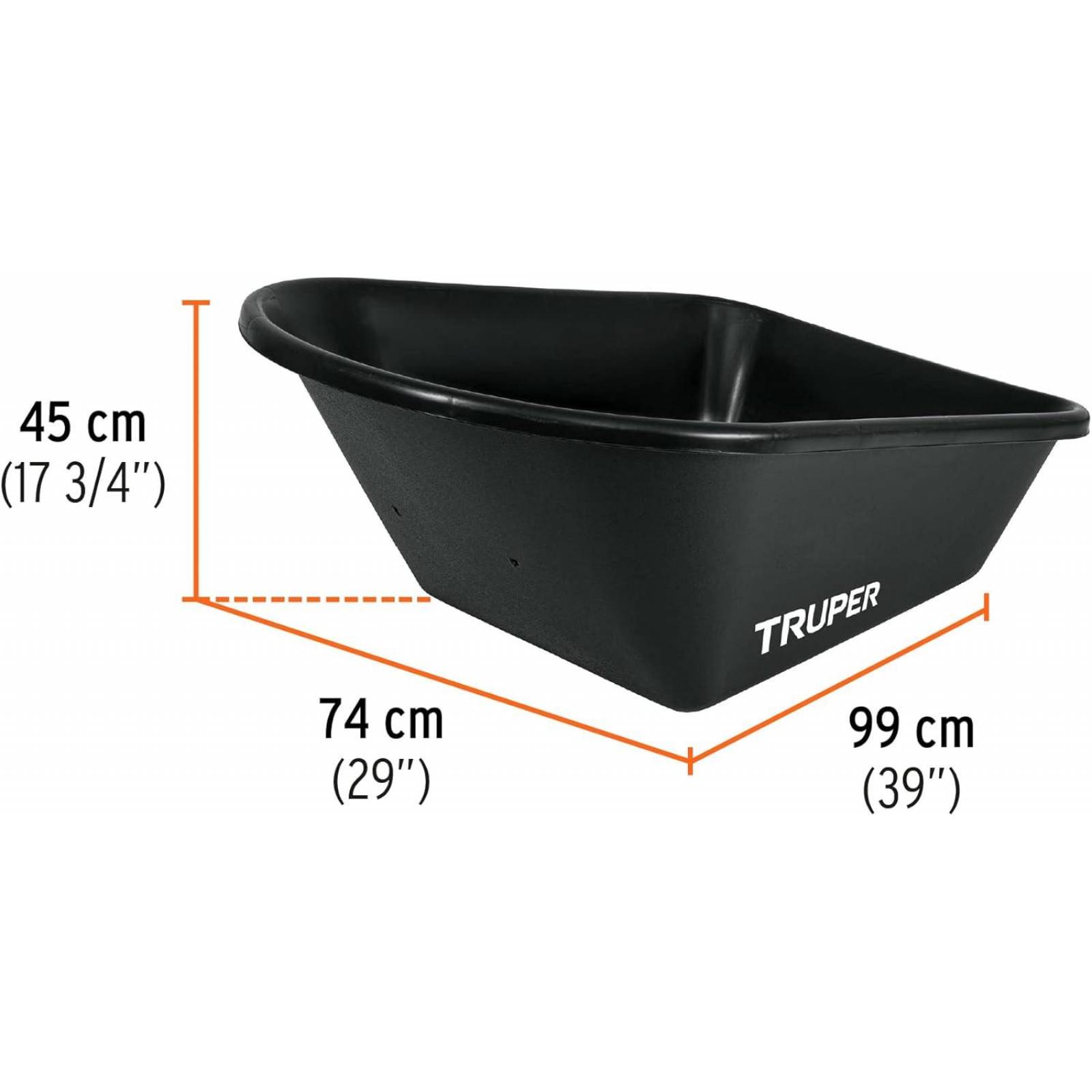 Carretilla concha plástica 6 ft3 Neumática, bastidor tubular