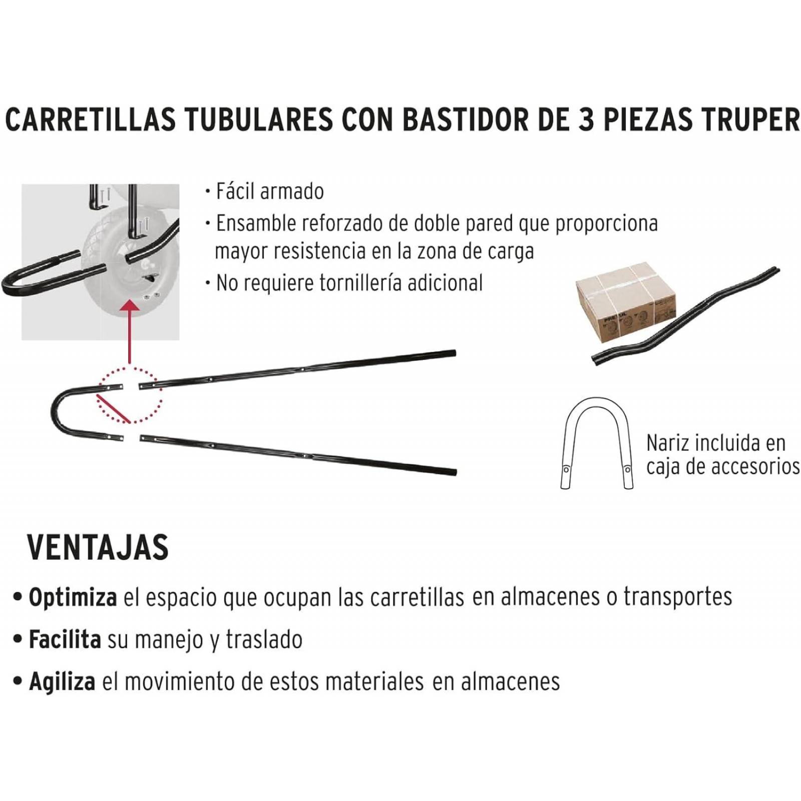 Carretilla concha plástica 6 ft3 Neumática, bastidor tubular
