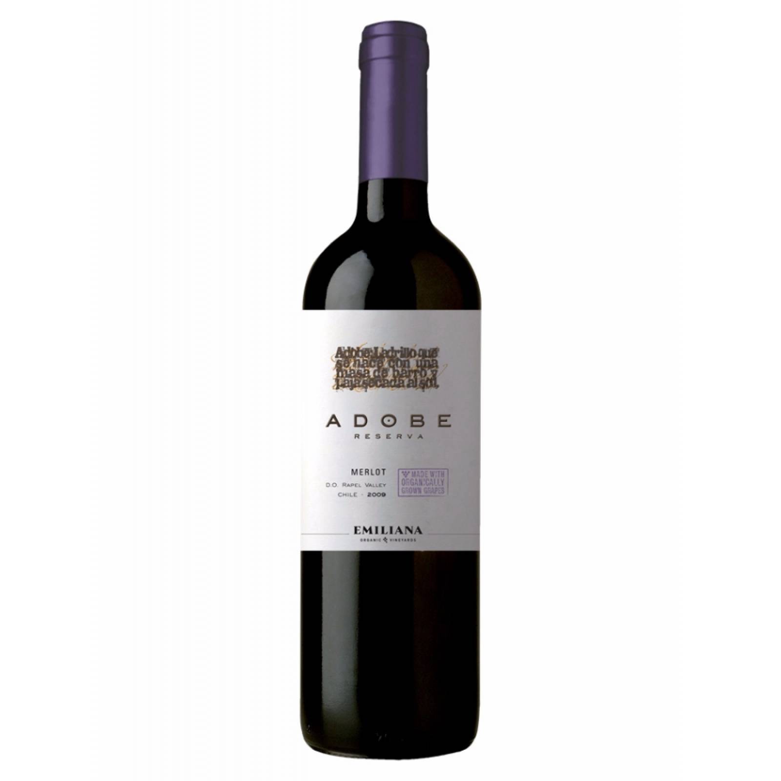 Vino Tinto Adobe Reserva Merlot (Organico) 750 Ml.