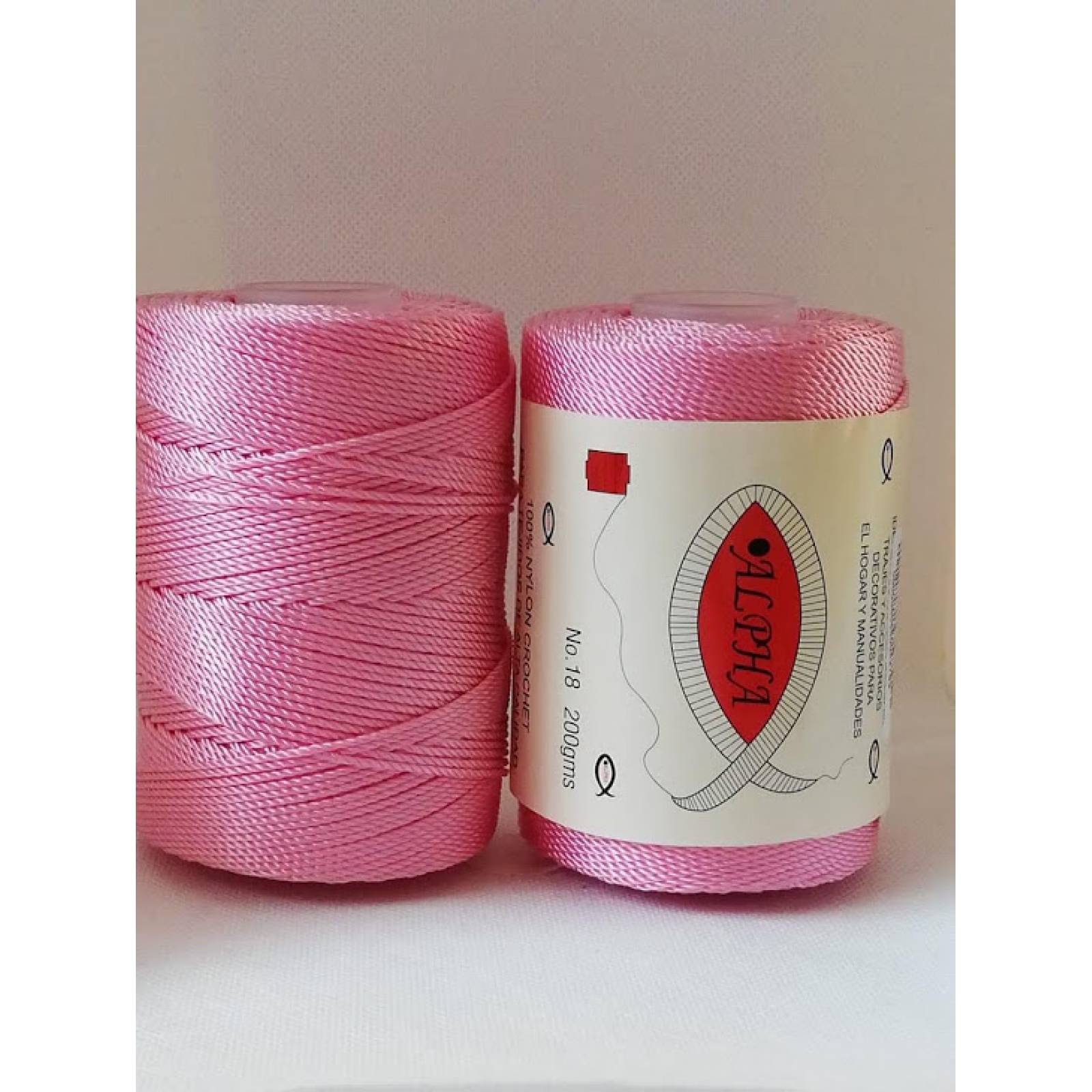 Hilo Alpha No. 18 Kit 2 pzas (200g c/u) 100% Nylon Color Rosa