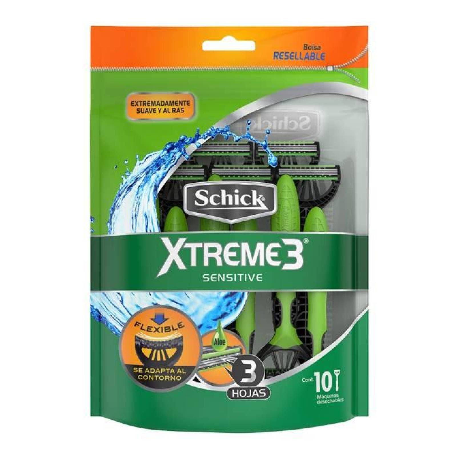 10 Rastrillo Schick Xtreme3 Banda Sensibilidad